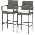 Outdoor Bar Stools Set of 2 - Wicker Rattan Barstools w/Backs, Seat ...