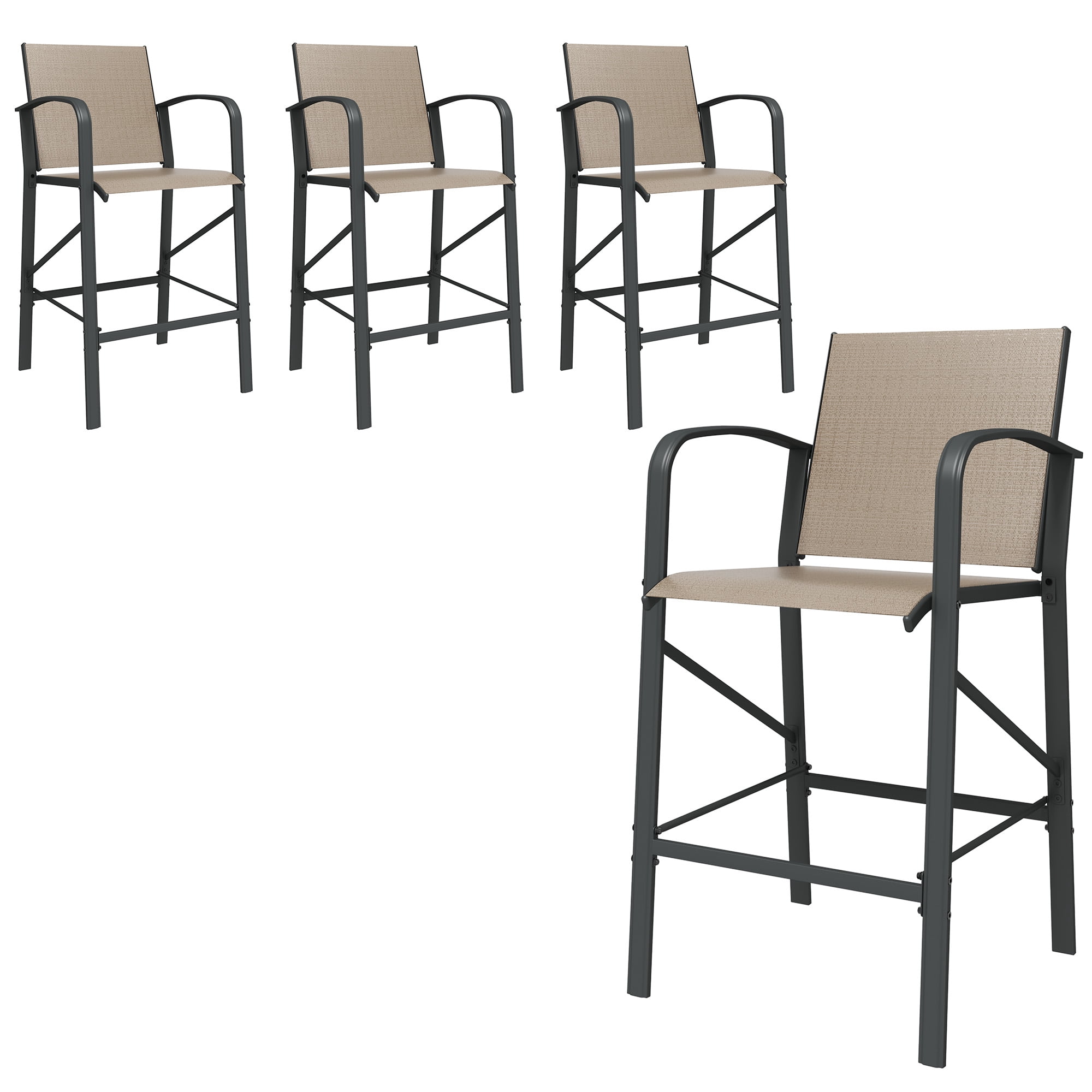 Outdoor Bar Stools Set of 6/4/2, Bar Height Outdoor Chairs with Back ...