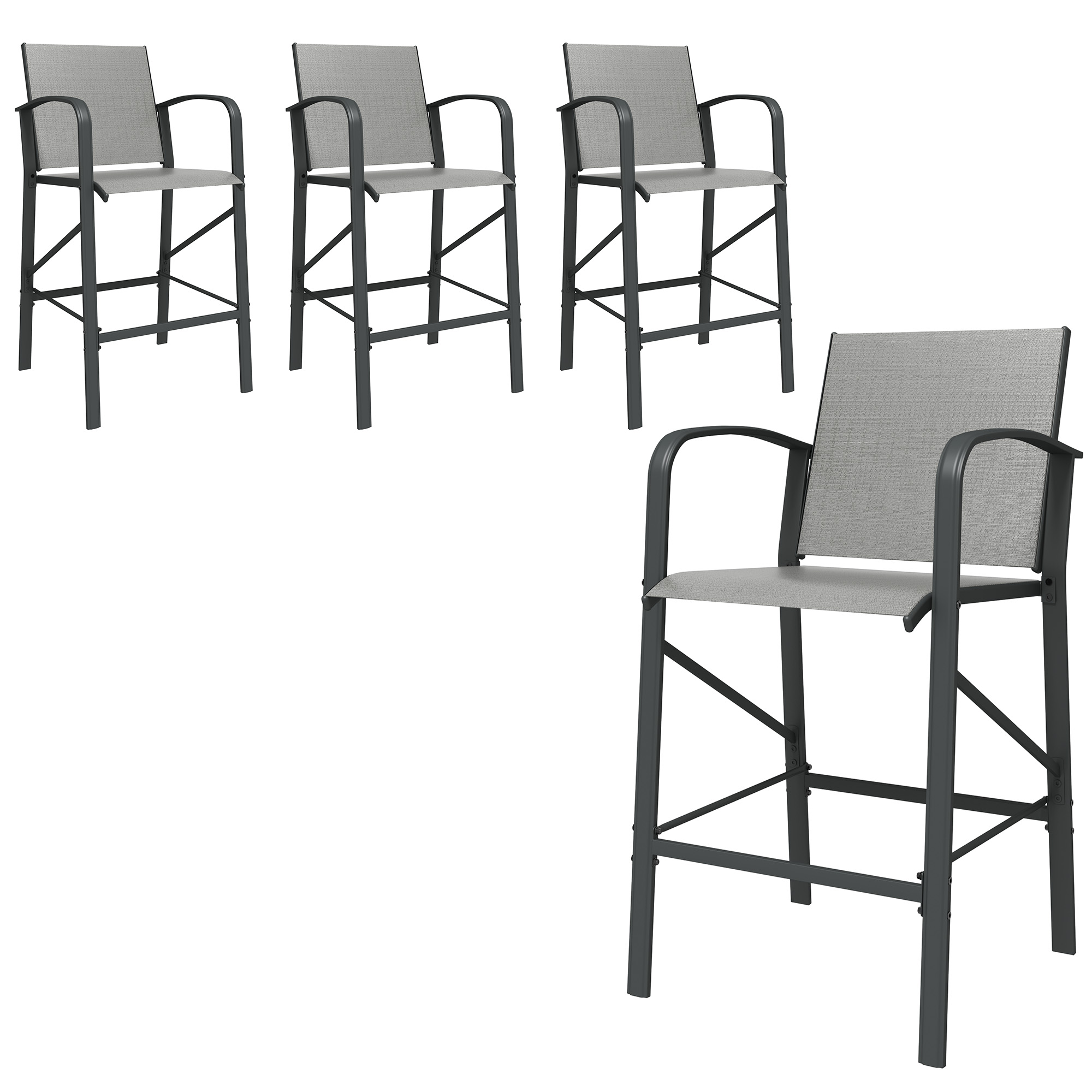 Outdoor Bar Stools Set of 6/4/2, Bar Height Outdoor Chairs with Back ...