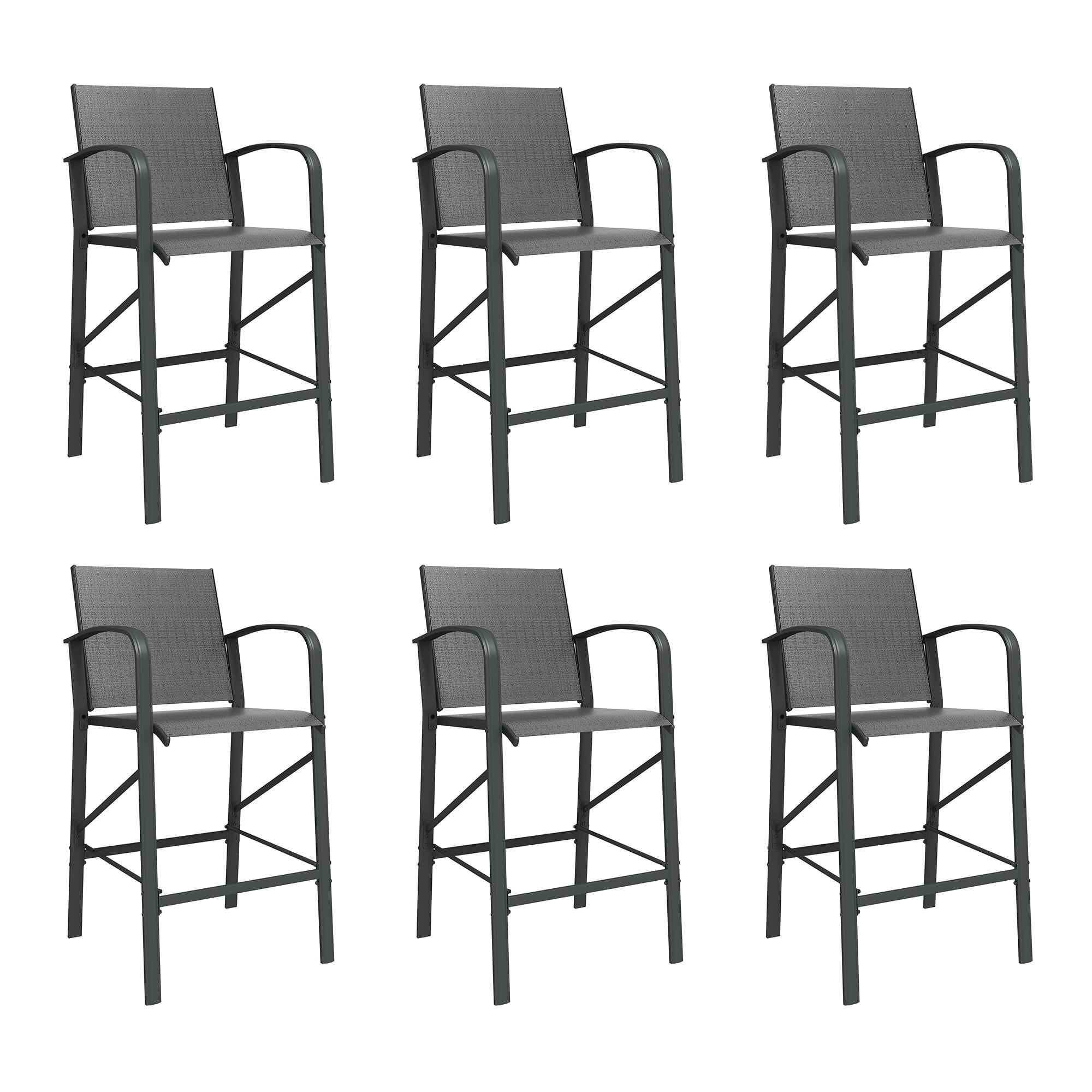 Outdoor Bar Stools Set of 6 Bar Height Outdoor Chairs with Back and ...