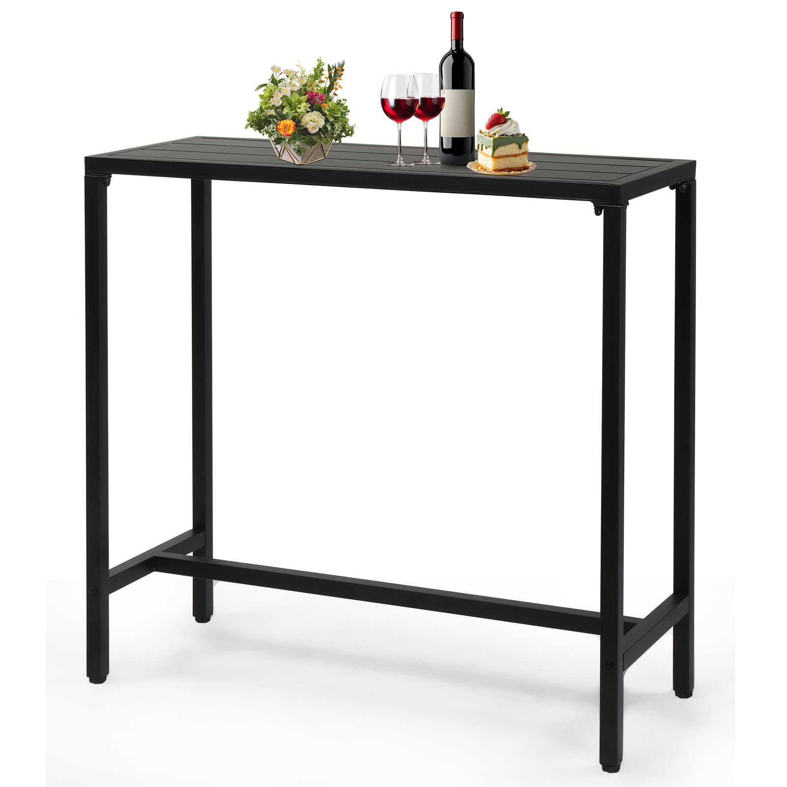 Outdoor Bar Table 37 Inch Height, Patio Pub Table with Waterproof Metal ...