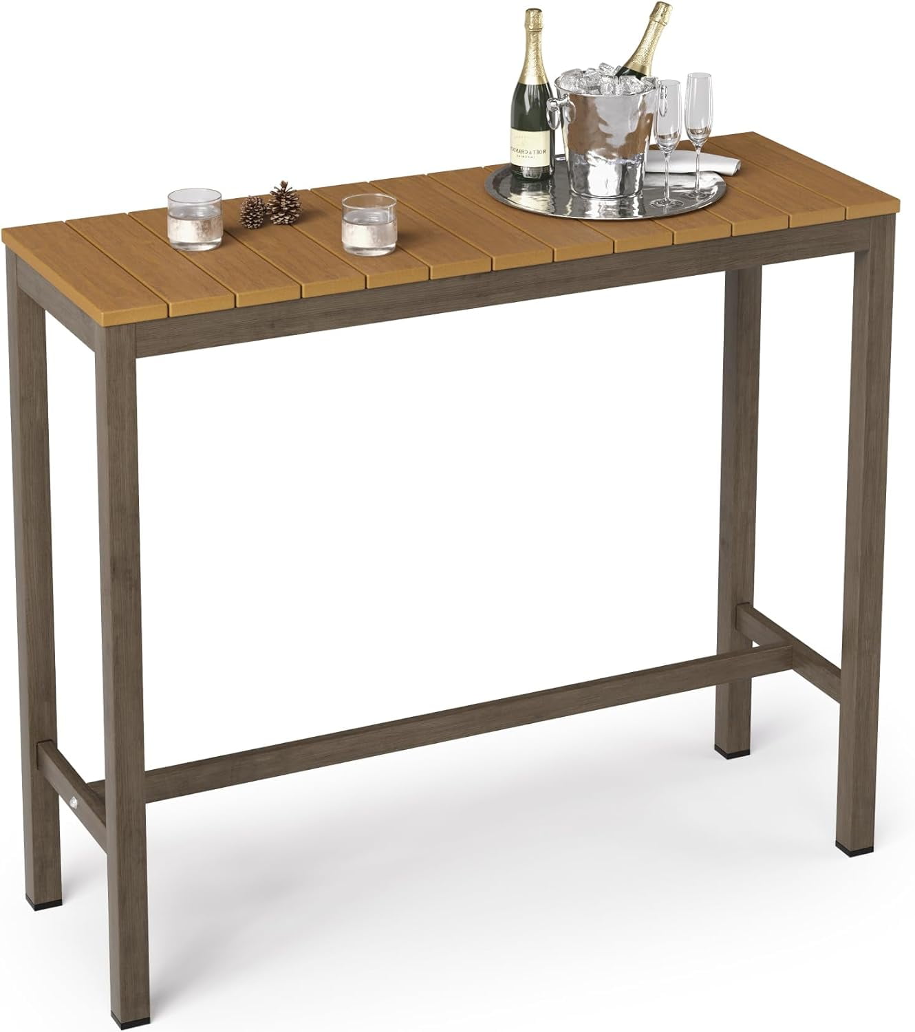 Outdoor Bar Table, 45" Black Patio Bar Height Counter Table, Weather ...