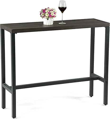Outdoor Bar Table,45"X14" X38", Rectangular Metal Counter Height Table ...