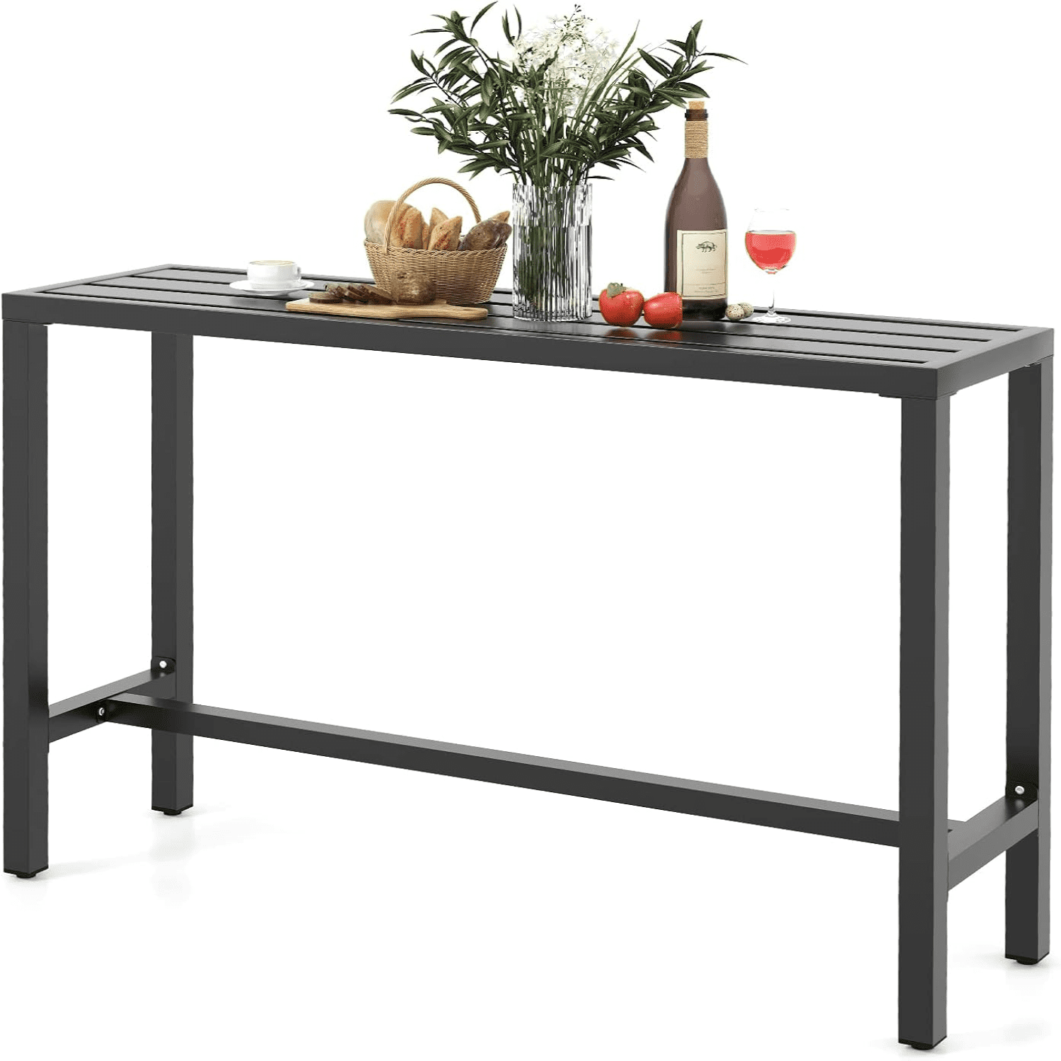 Outdoor Bar Table 48-inch Wide Narrow Counter Height Dining Table with ...