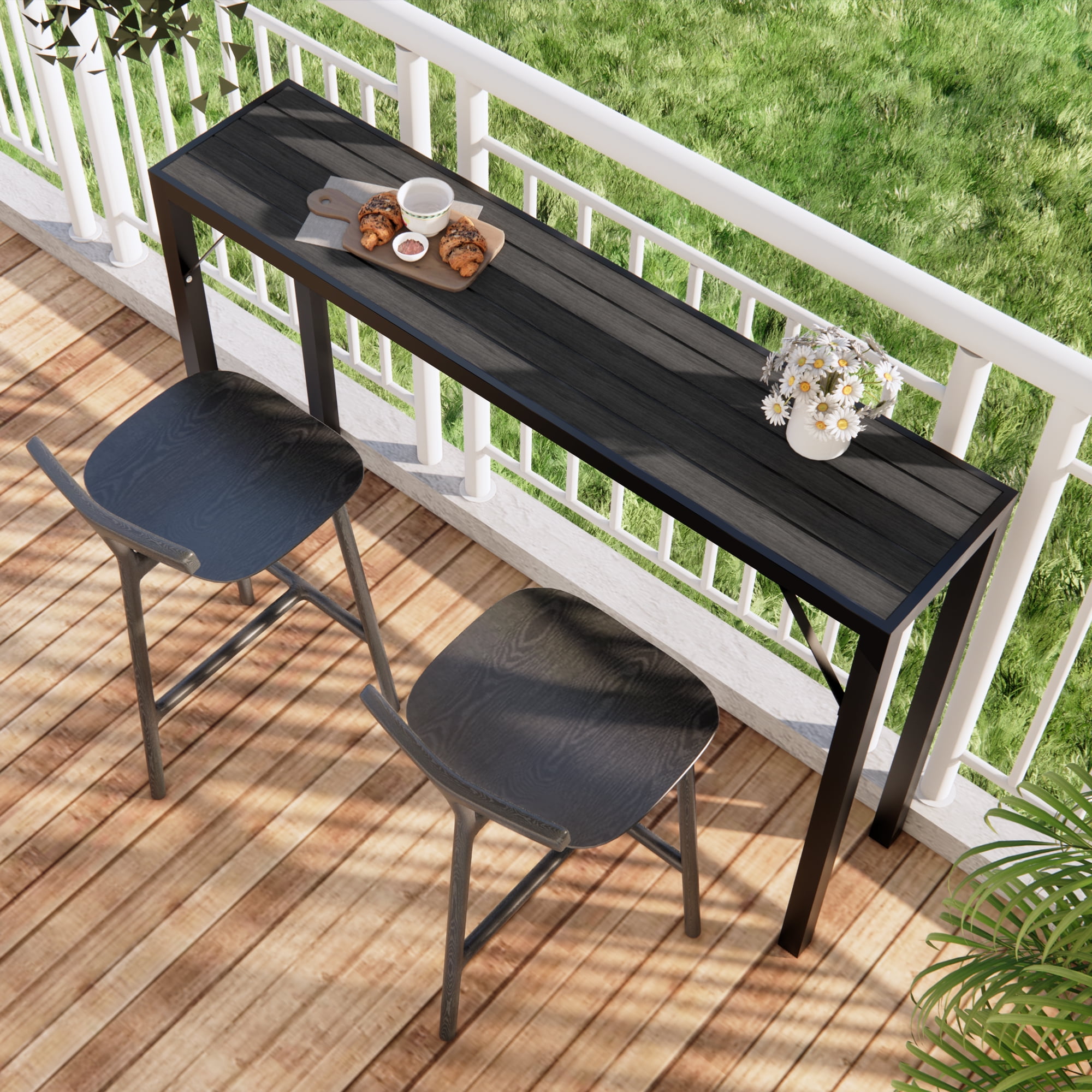 Outdoor Bar Table, 55” Patio Bar Height Table, Bar Counter Pub Dining ...