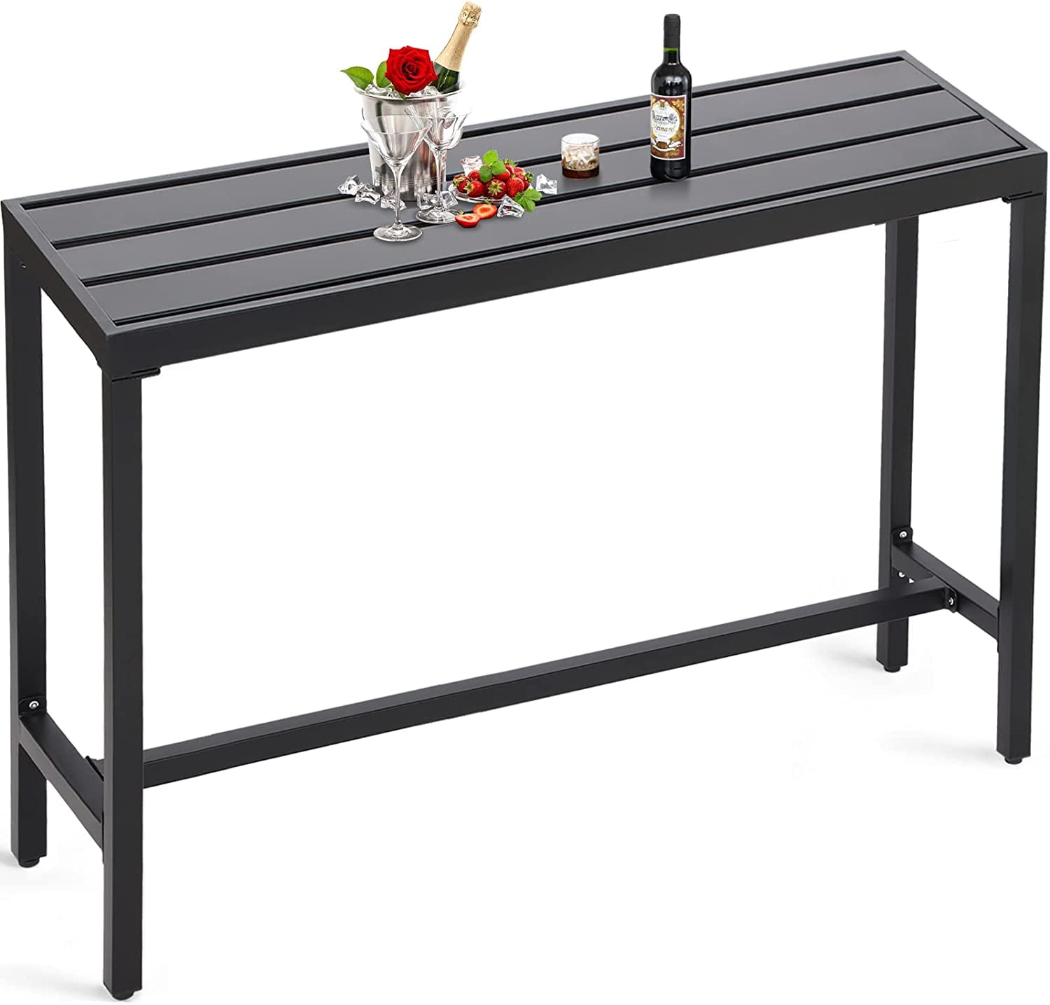 Outdoor Bar Table, 55" Patio Counter Rectangle Height Bar Table for ...