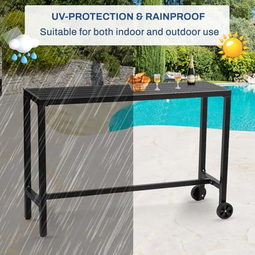 Outdoor Bar Table, Black Patio Bar Height Counter Table,Console Table ...