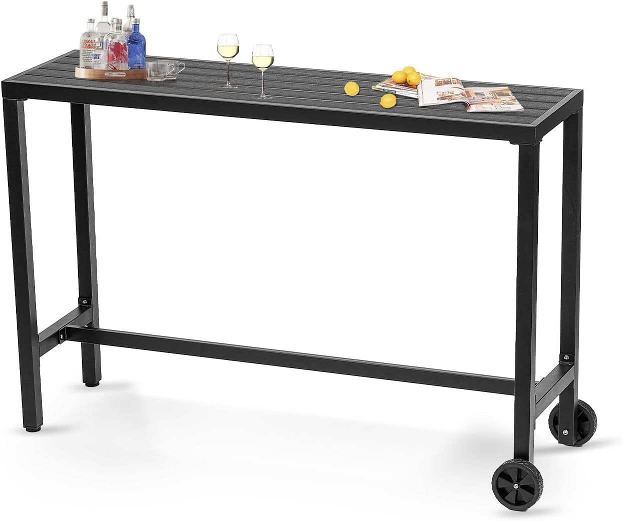 Outdoor Bar Table, Black Patio Bar Height Counter Table,Console Table ...