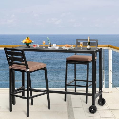 Outdoor Bar Table, Black Patio Bar Height Counter Table,Console Table ...