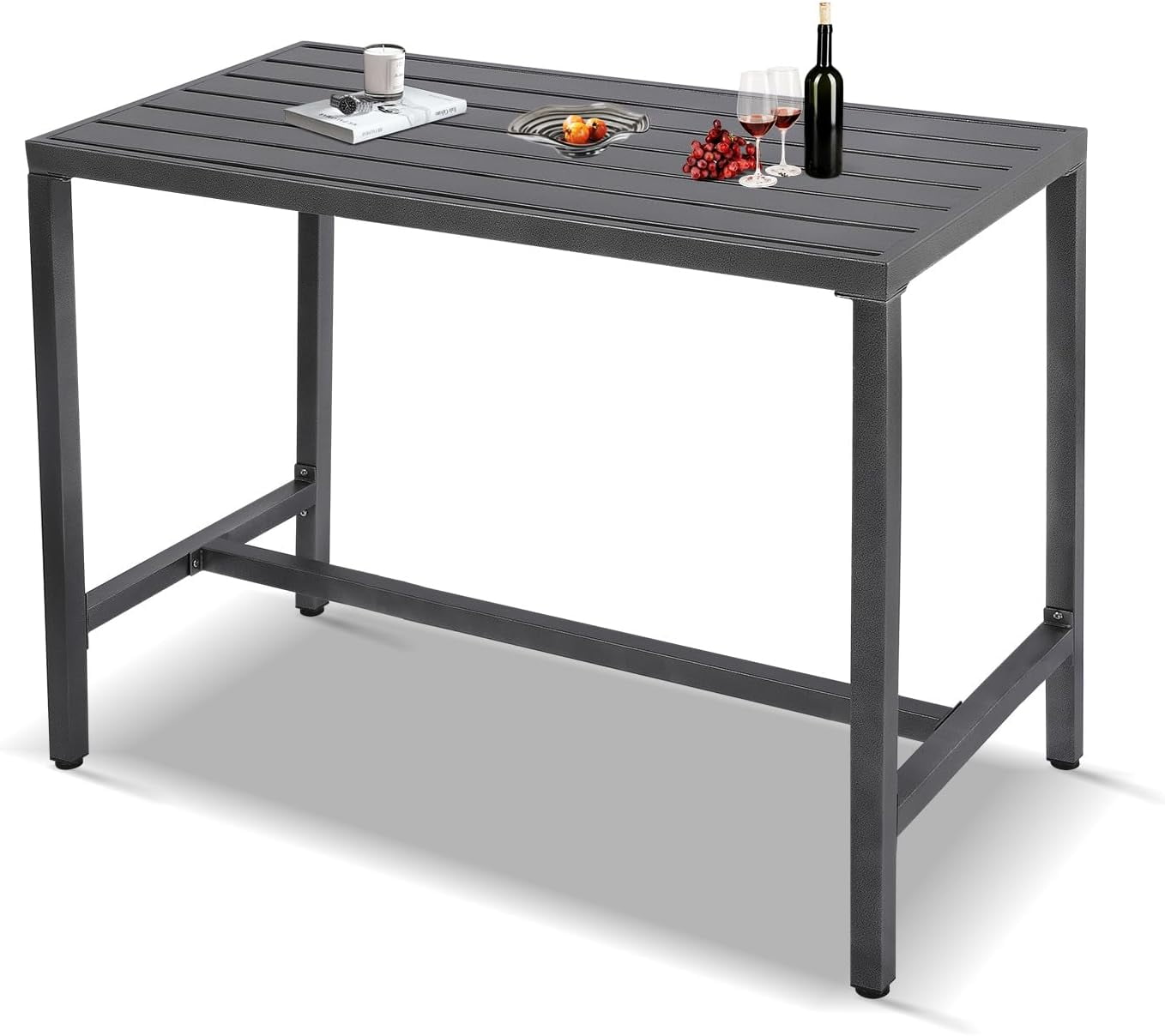 Outdoor Bar Table, Patio Console Pub Height Table with Powder Coated ...