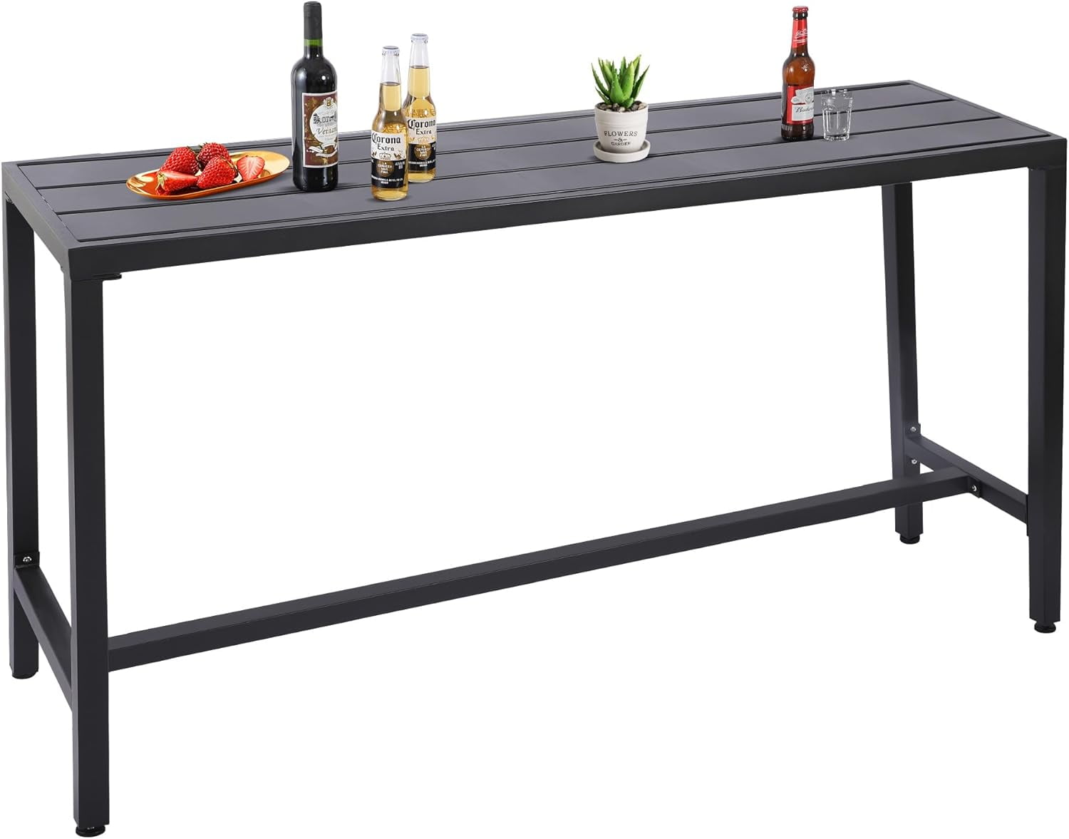 Outdoor Bar Table, Patio Console Pub Height Table with Powder Coated ...