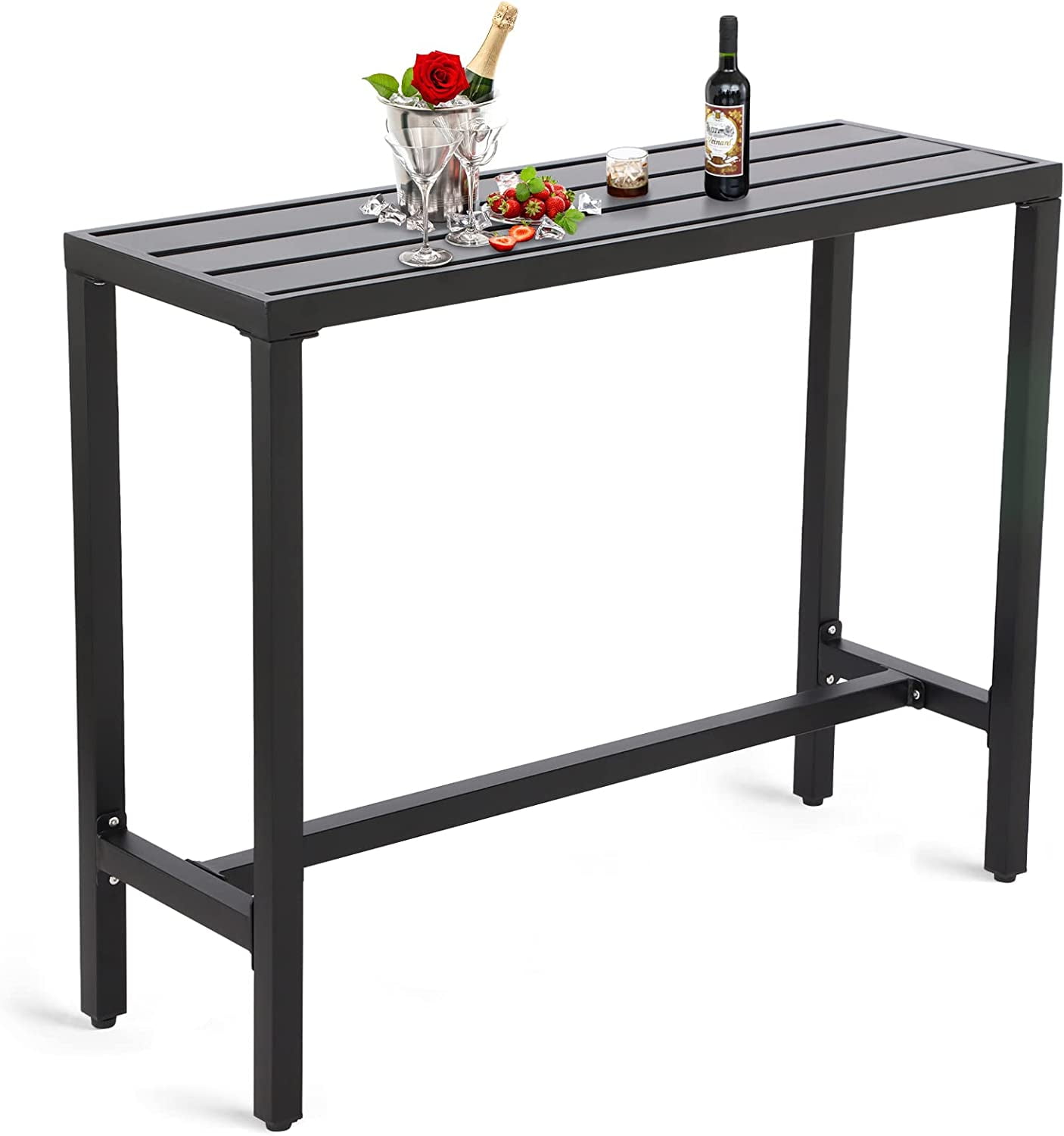 "Outdoor High Dining Counter Bar Table, Adjustable 47"" Rectangle for ...