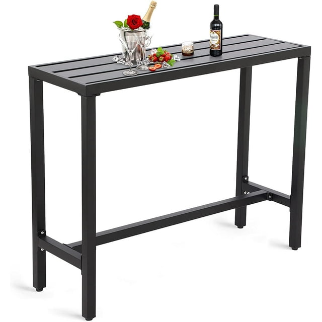 "Outdoor High Dining Counter Bar Table, Adjustable 47"" Rectangle for ...