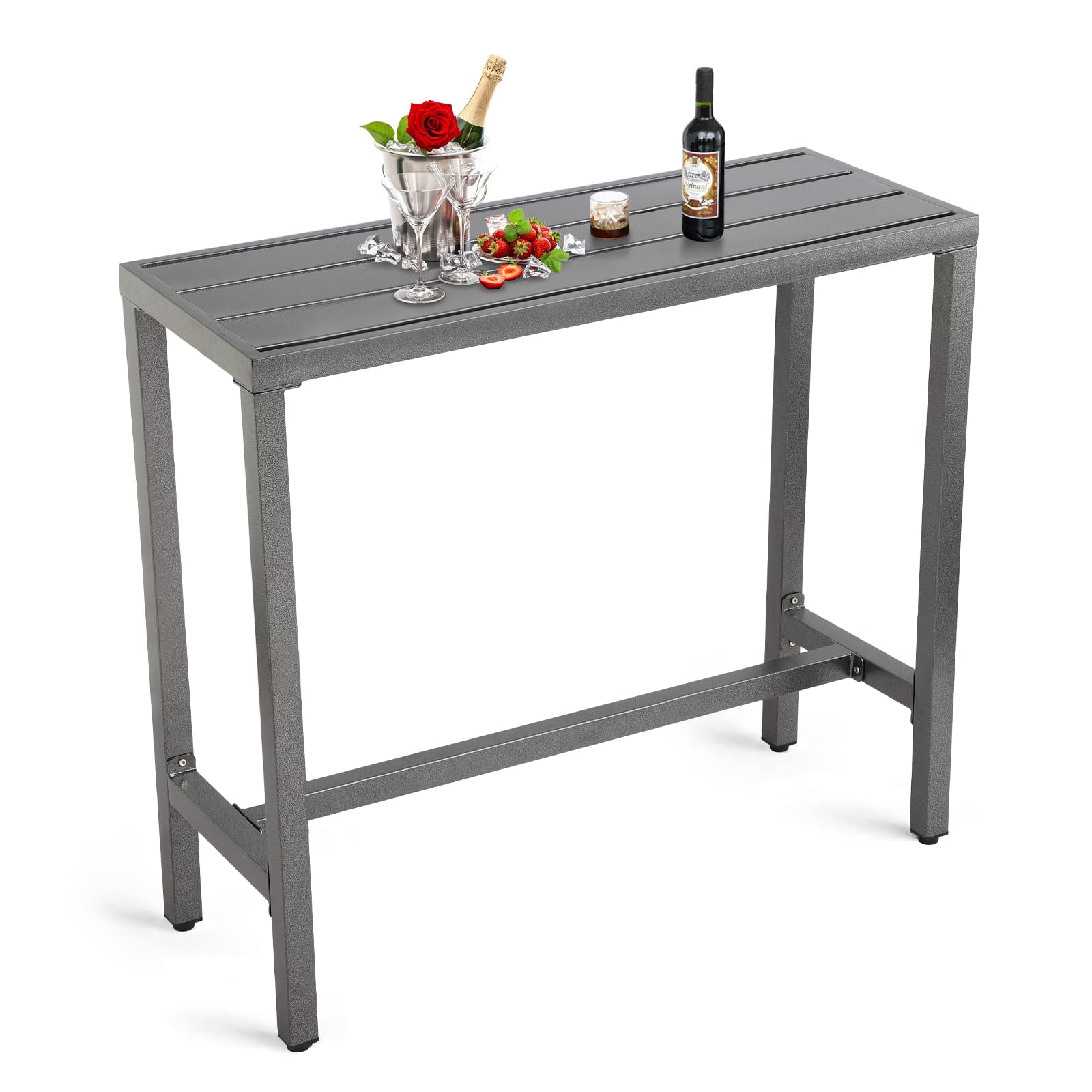 Outdoor Bar Table, Patio Counter Height Bar Table, 47" Rectangle Bar ...