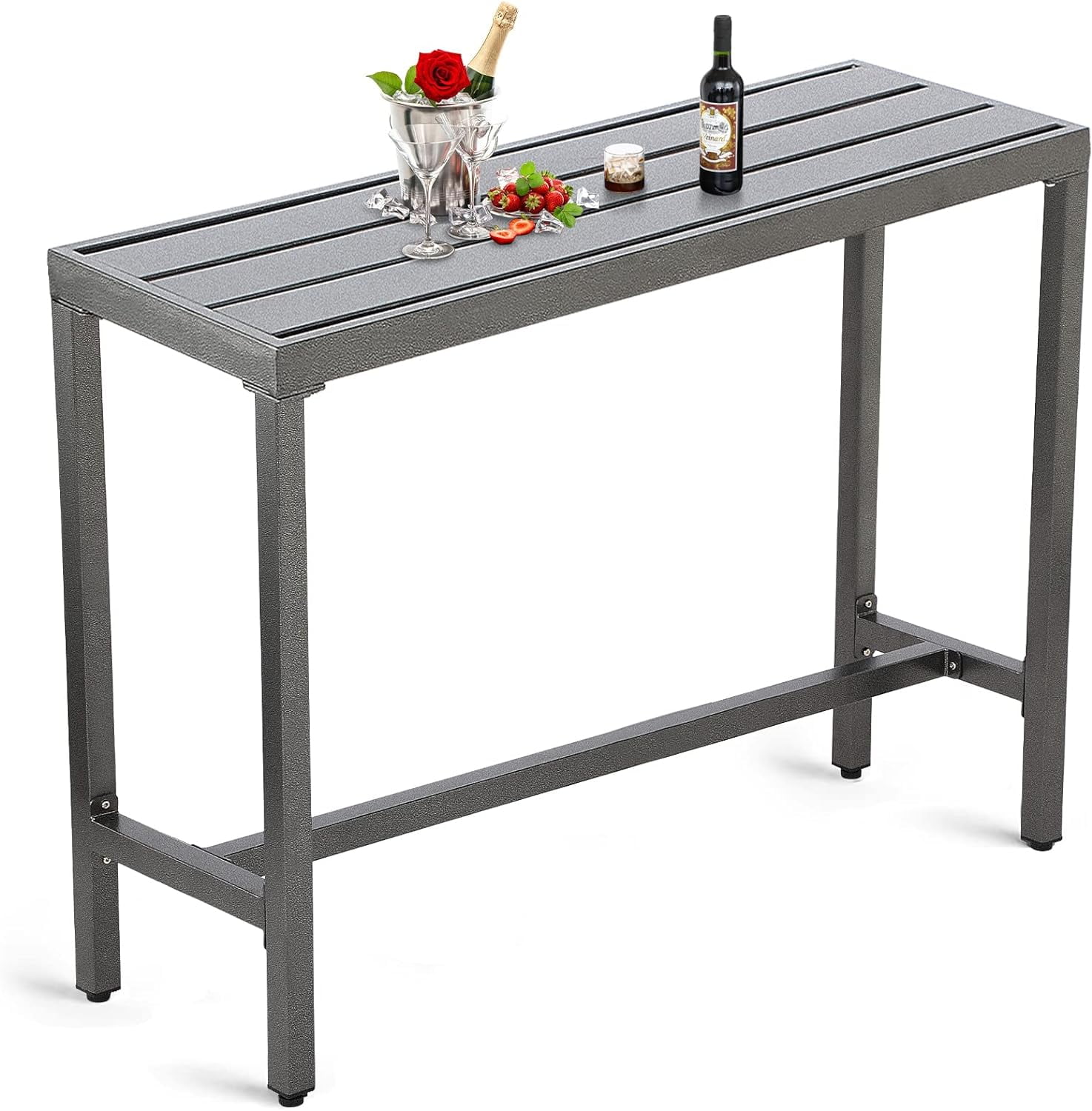 Outdoor Bar Table, Patio Counter Height Bar Table, 55" Rectangle Bar ...