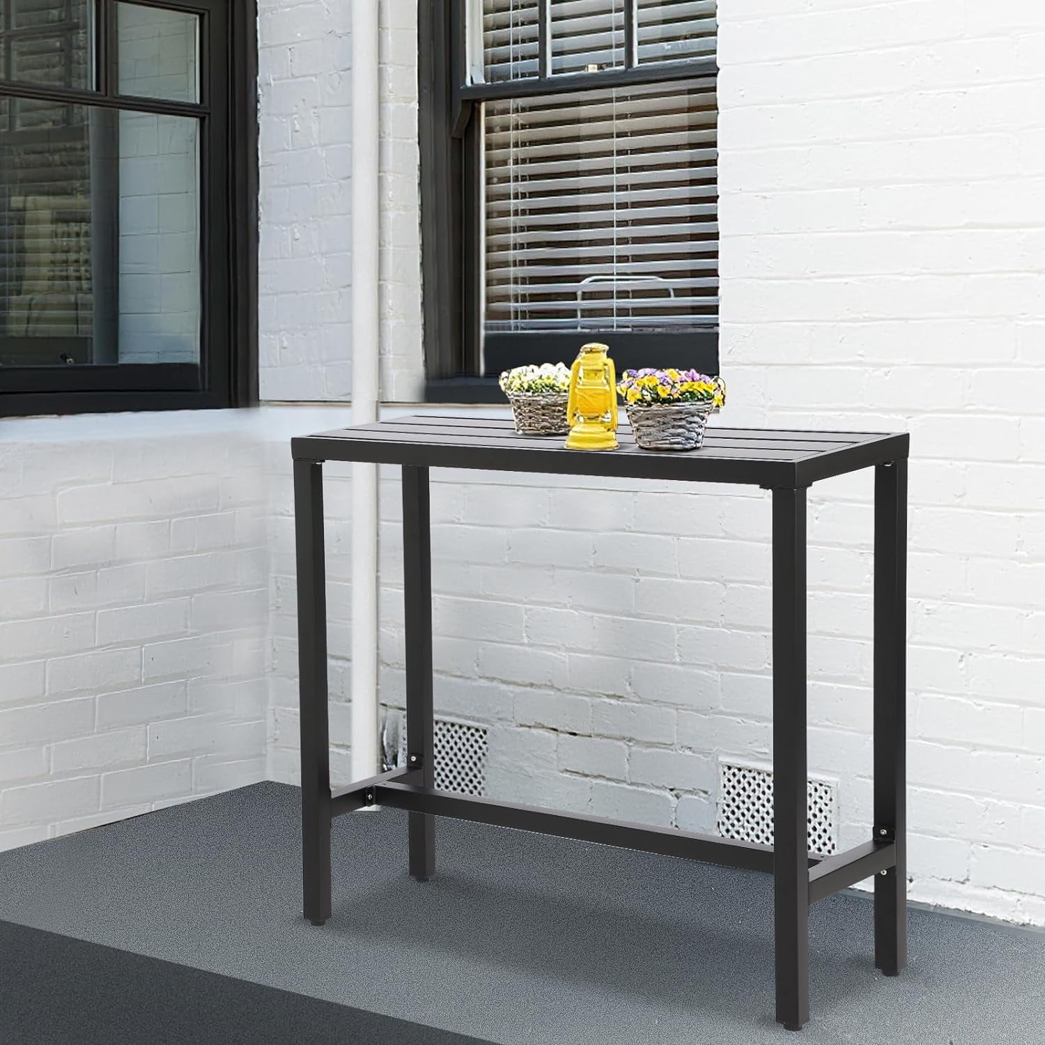 Outdoor Bar Table, Patio Counter Height Bar Table, 55" Rectangle Bar ...