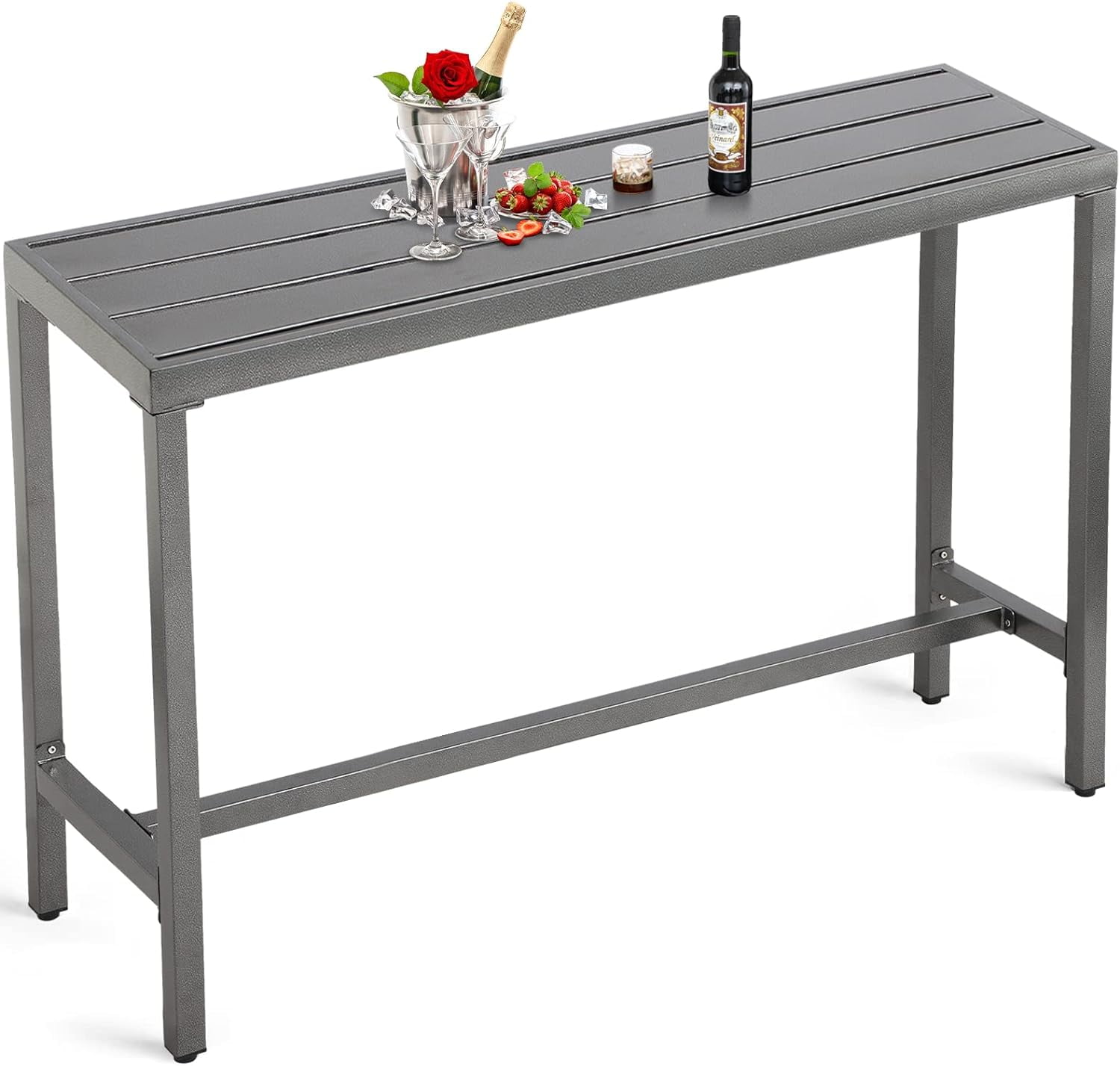 Outdoor Bar Table, Patio Counter Height Bar Table, 55" Rectangle Bar ...