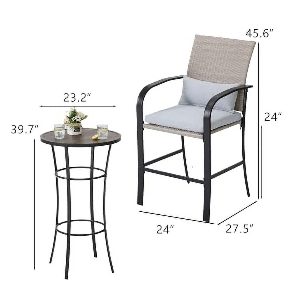 Outdoor Bar Table Set for 2,Patio Bar Height Table and Chairs Set with ...