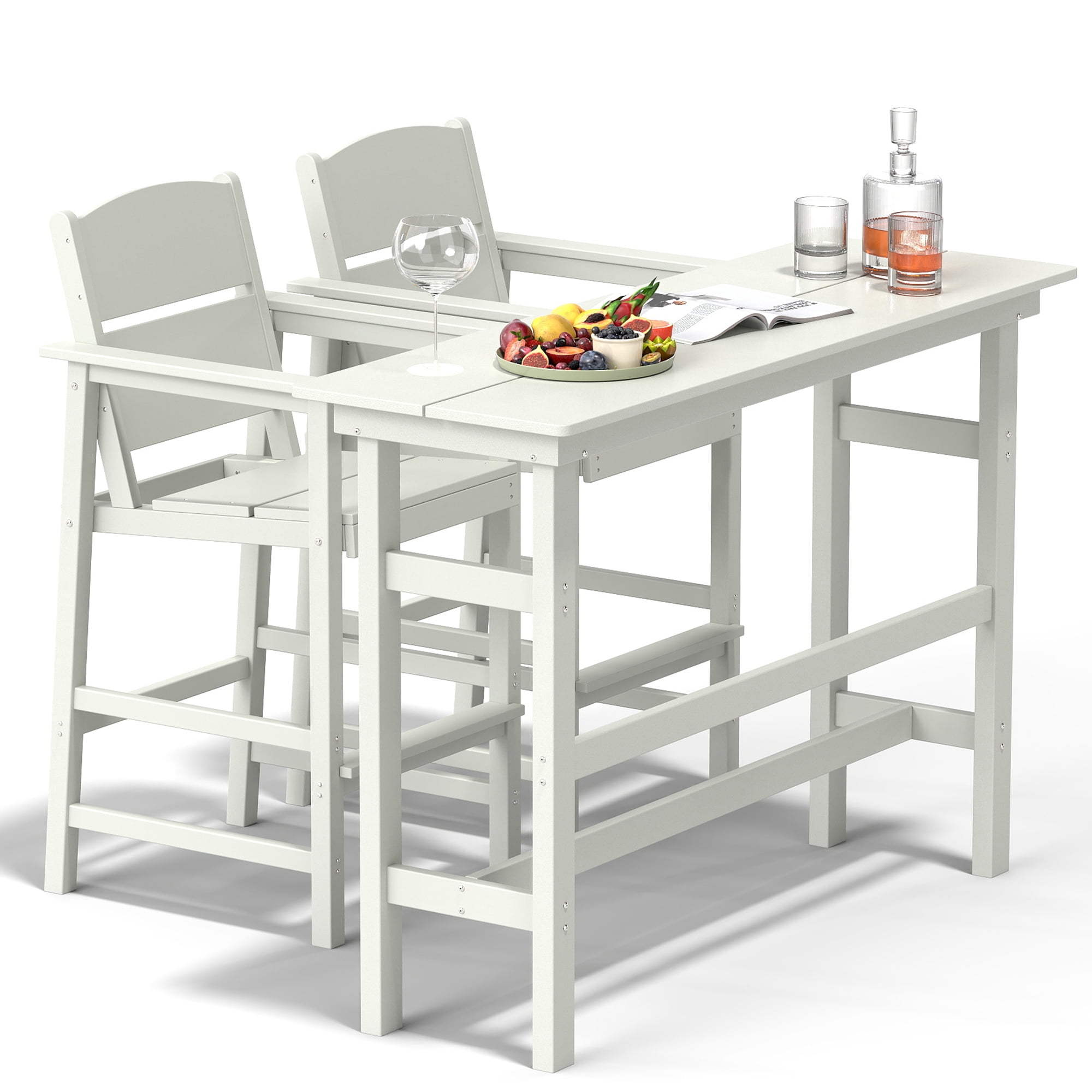 Outdoor Bar Table and Chairs Set, Adirondack Bar Chairs Set of 2 and ...