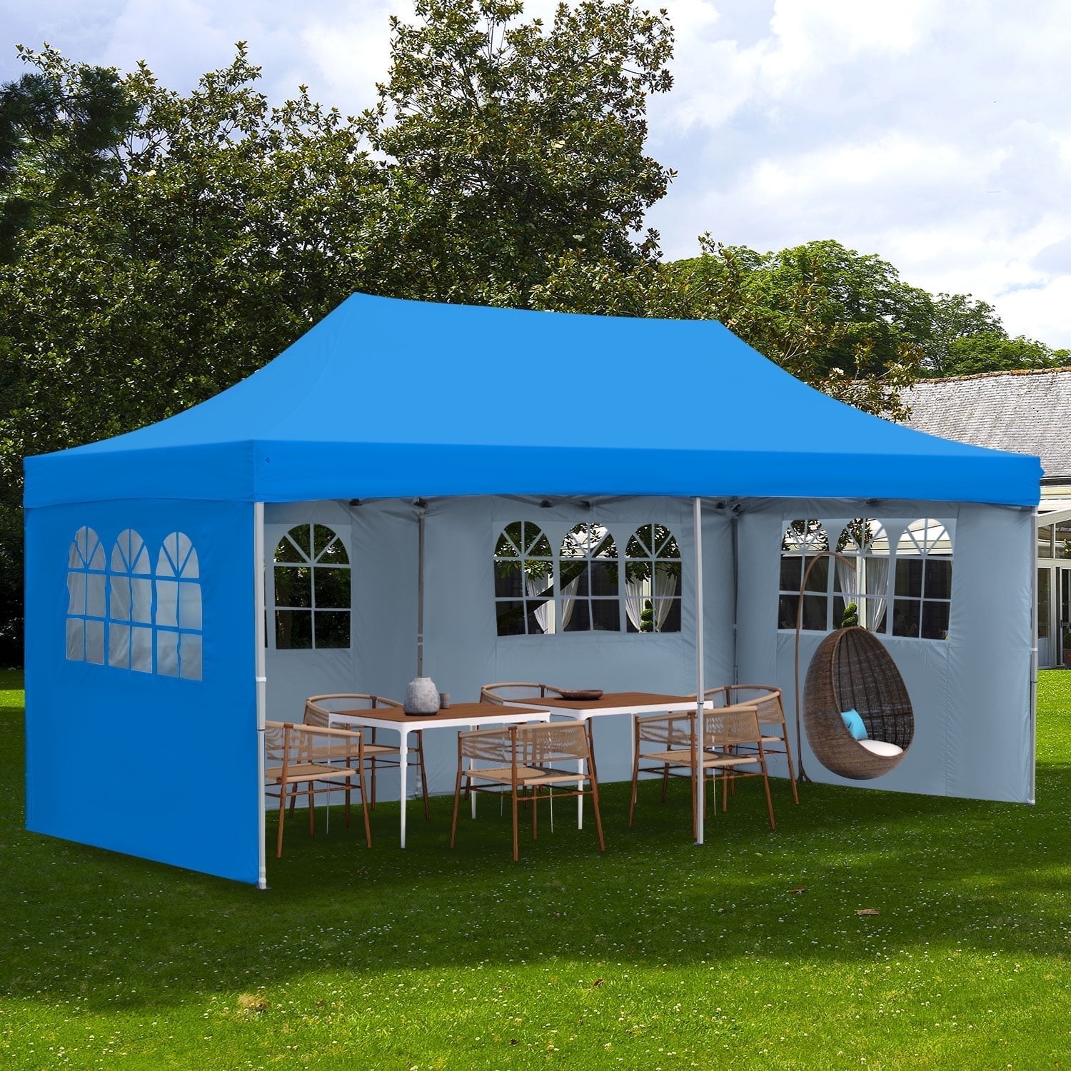 Outdoor Basic 10'x20' Pop-Up Canopy Tent with 4 Removable Sidewalls ...