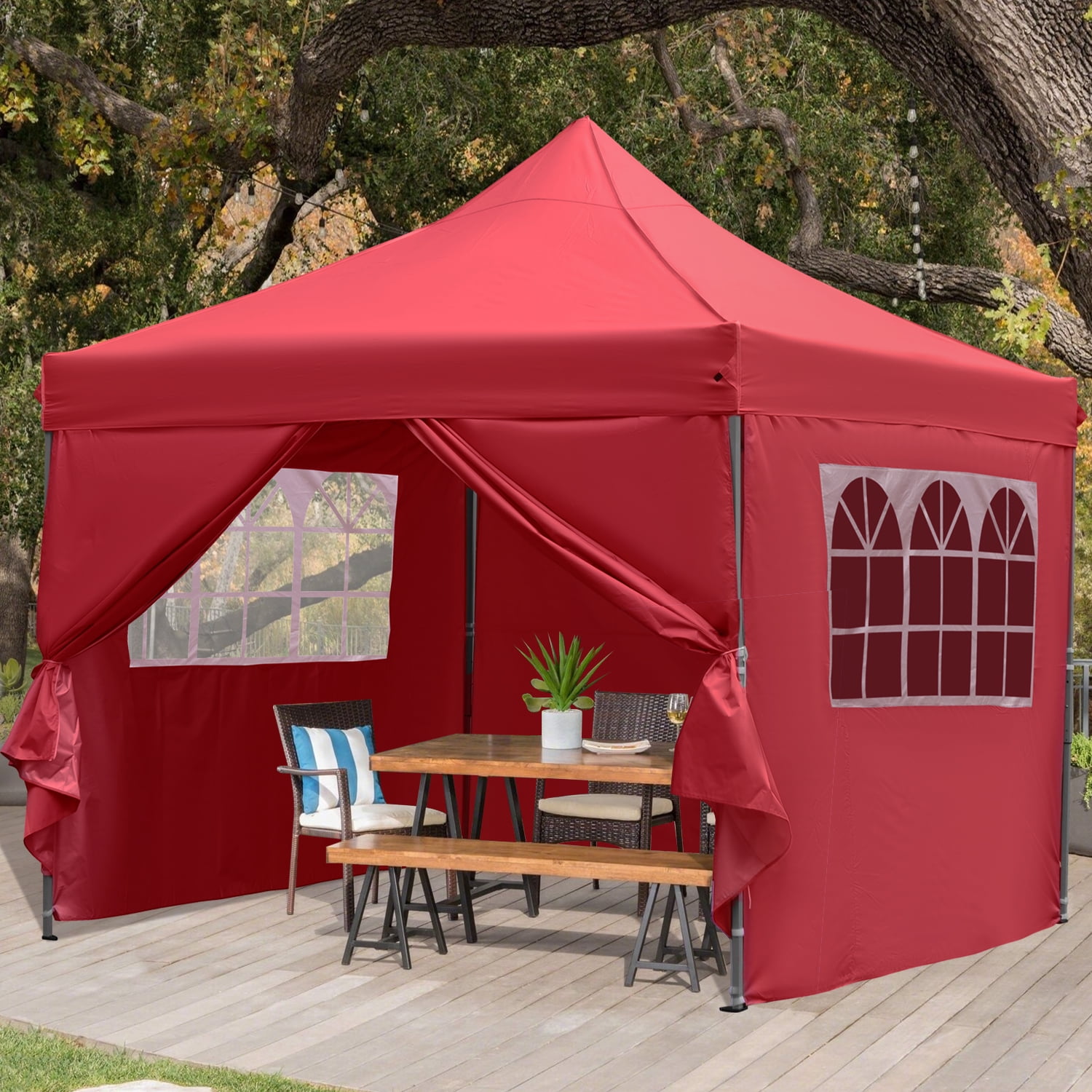 Zimtown 10ft x 10ft Base/8ft x 8ft Top Canopy Pop up Wedding Party Tent ...