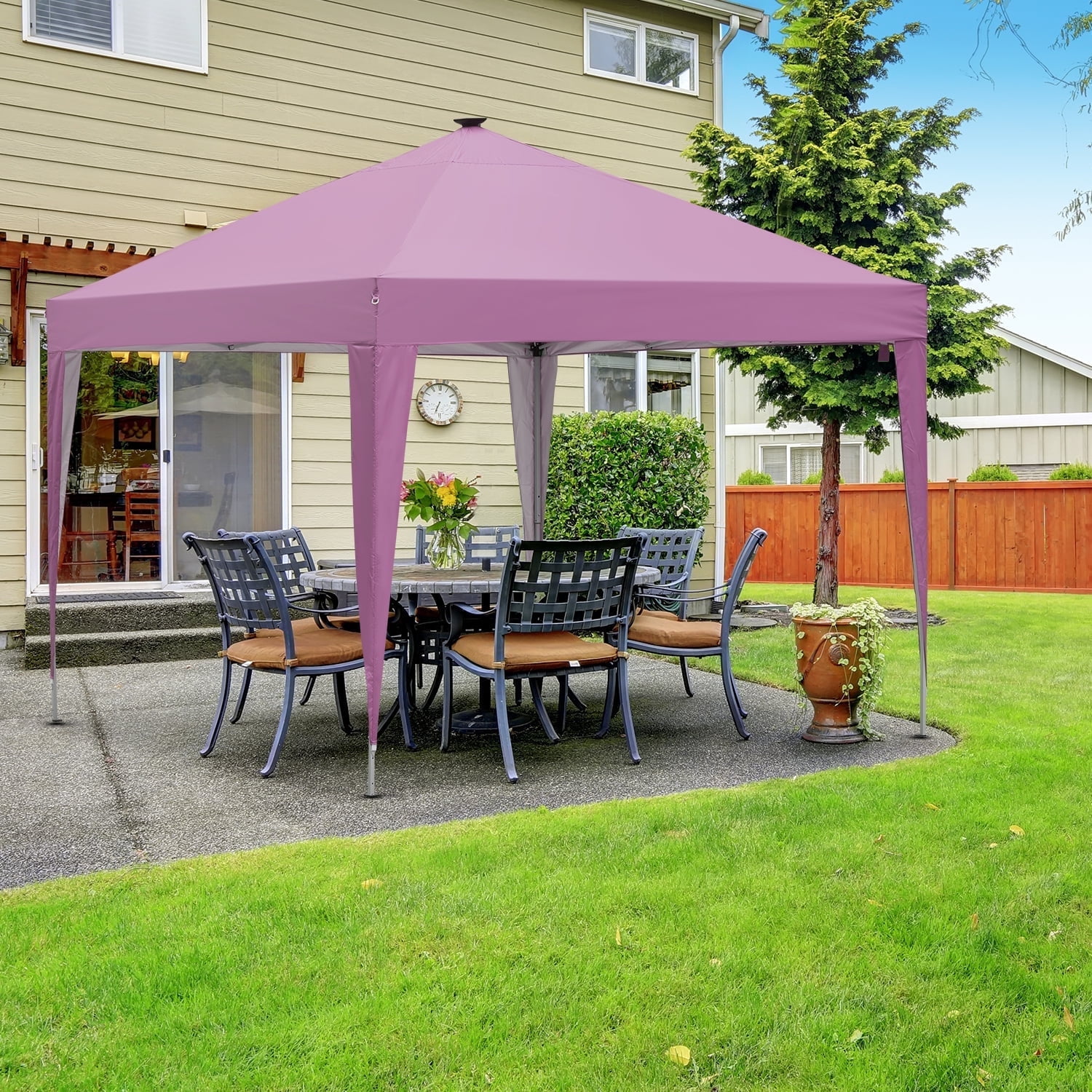 Outdoor Basic 10ft Instant Lighted Canopy Patio Pop up Gazebo Canopy ...