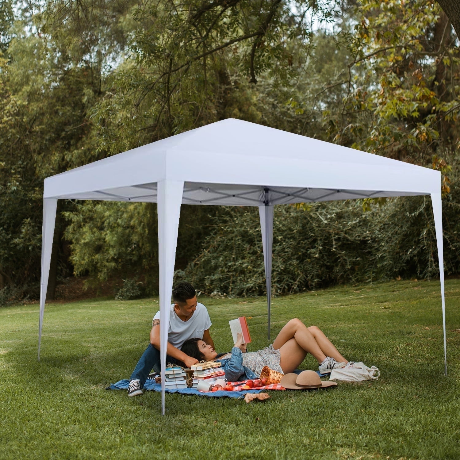 Outdoor Basic 10x10 Feet Pop Up Canopy Tent Instant Shelter Pop Up Sun Camping Tent White