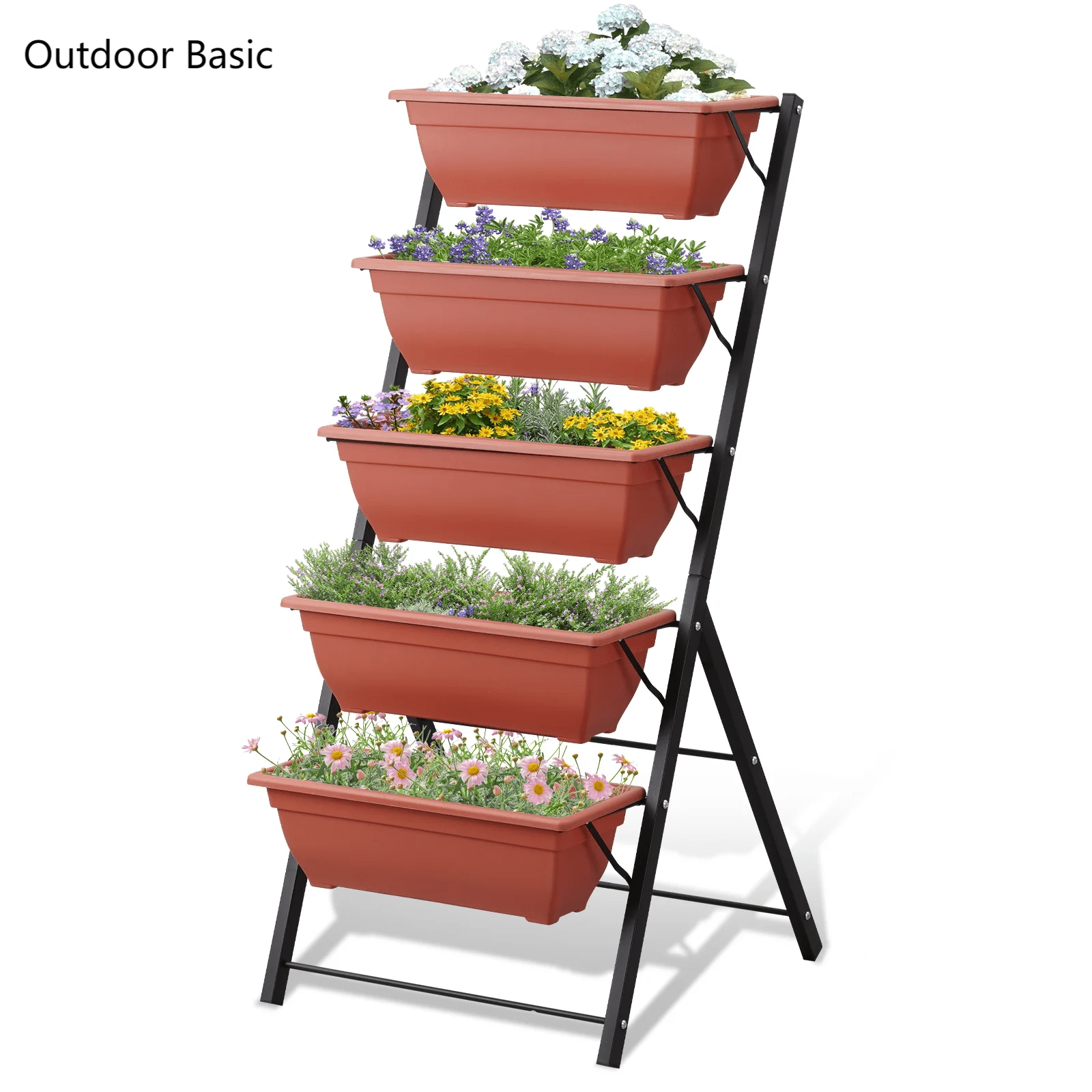 "Outdoor Basic 5-Tier Vertical Garden Bed Planter for Patio Planting ...