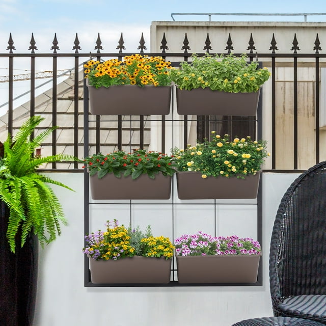 Outdoor Basic 6 Pocket Vertical Planters Raised Garden Bed for Flowers ...