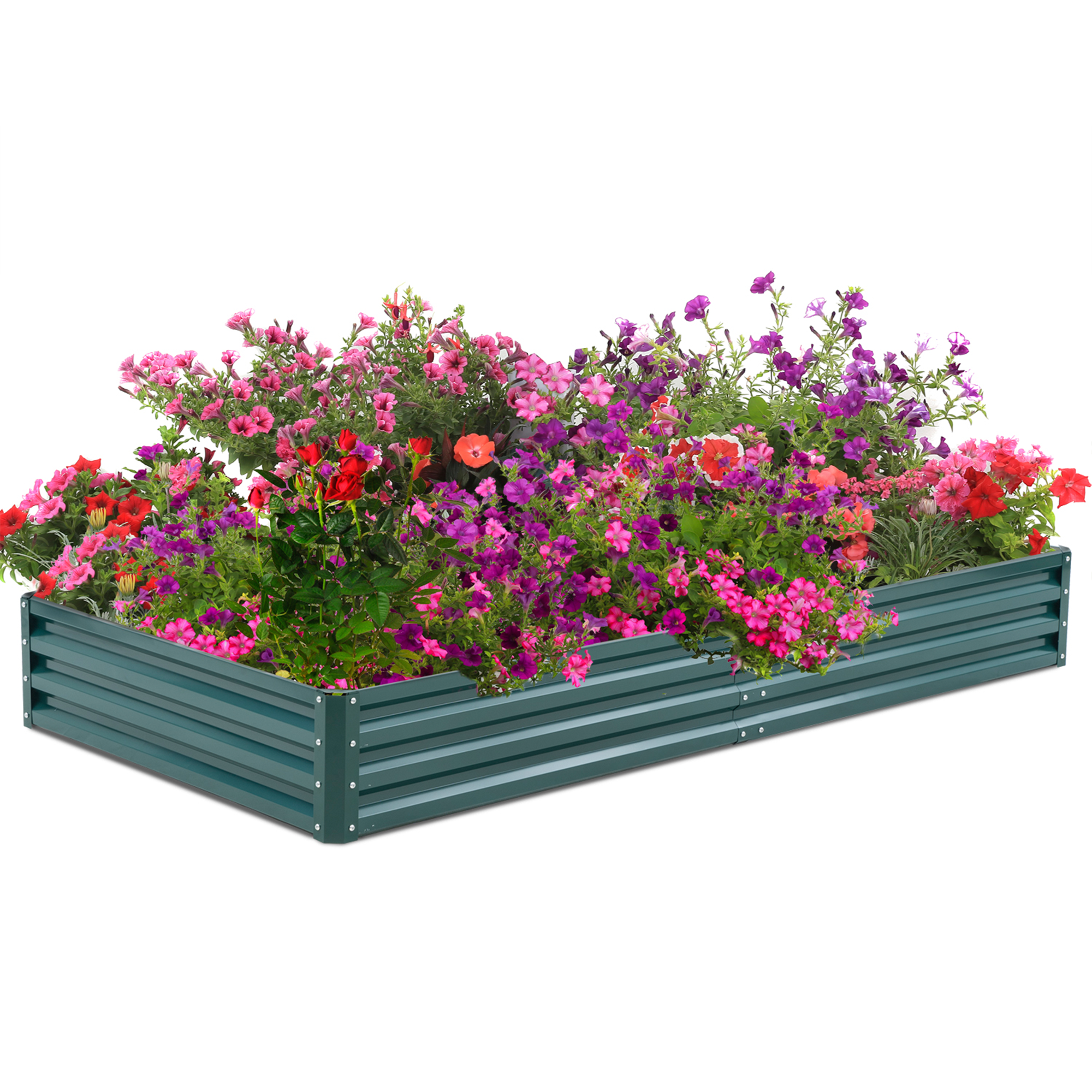 Outdoor Basic Raised Steel Garden Bed 8x4ft, Large Square Planter Box ...