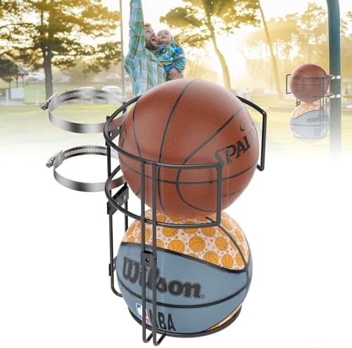 Outdoor Basketball Holder Sturdy Vertical Storage Metal Ball Holder