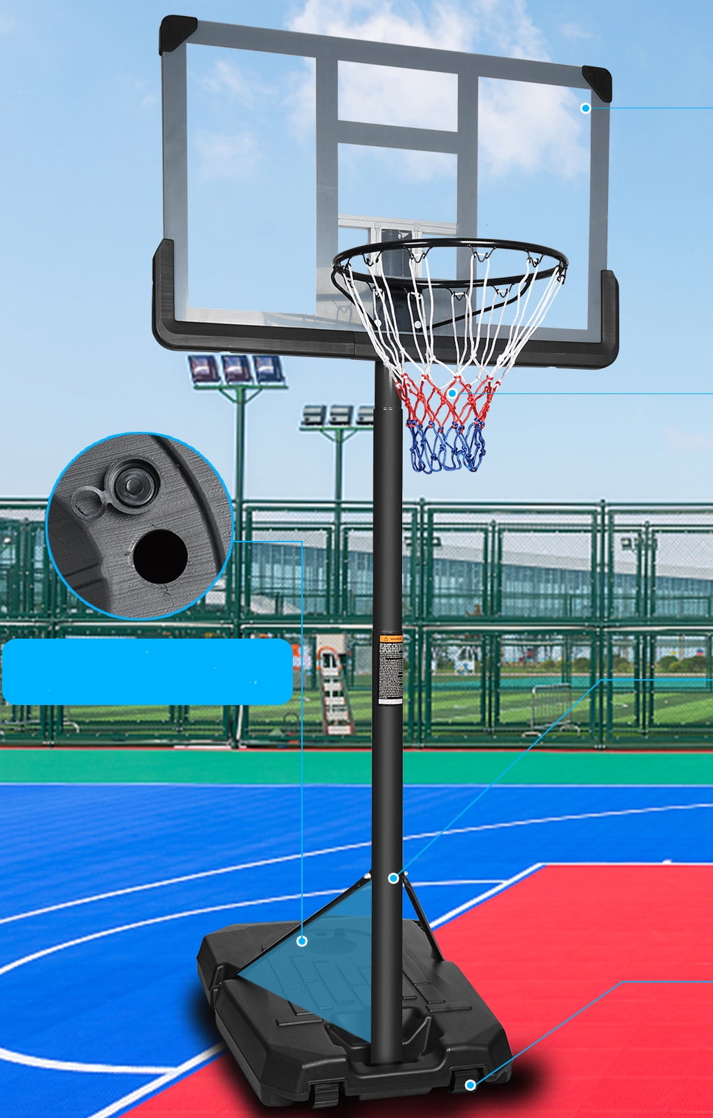 Outdoor Basketball Hoop 6.6ft - 10ft Adjustable, Portable Basketball ...