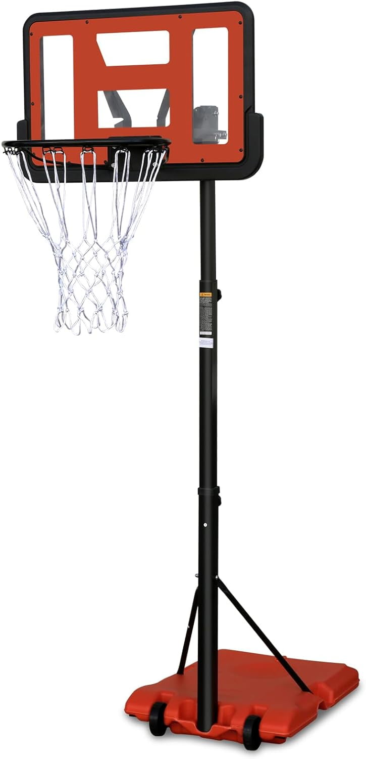Outdoor Basketball Hoop, Height Adjustable 4.8 to 7.7ft Basketball Hoop ...