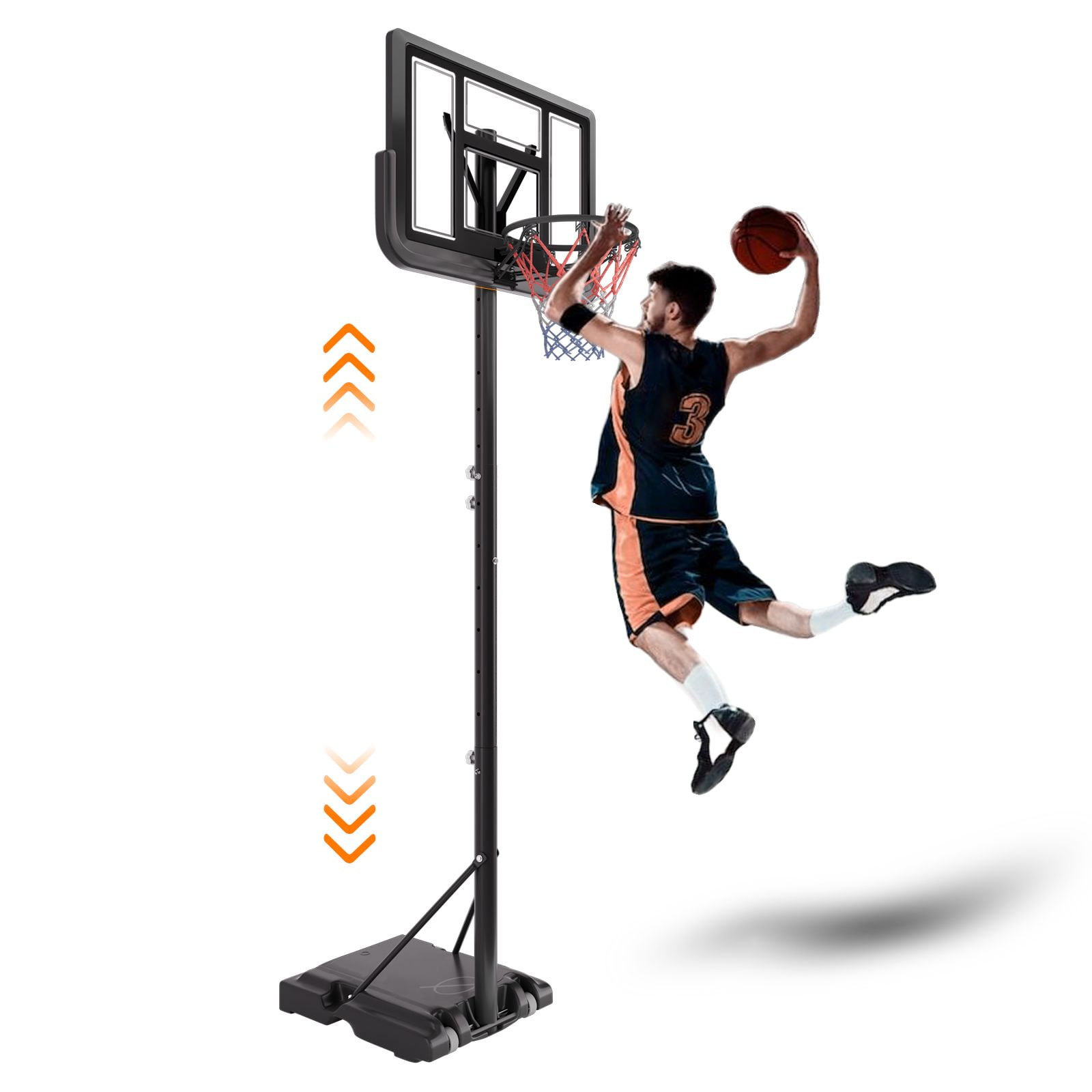 Sesslife Outdoor Portable Basketball Hoop, Adjustable Height 6.6ft-10ft ...