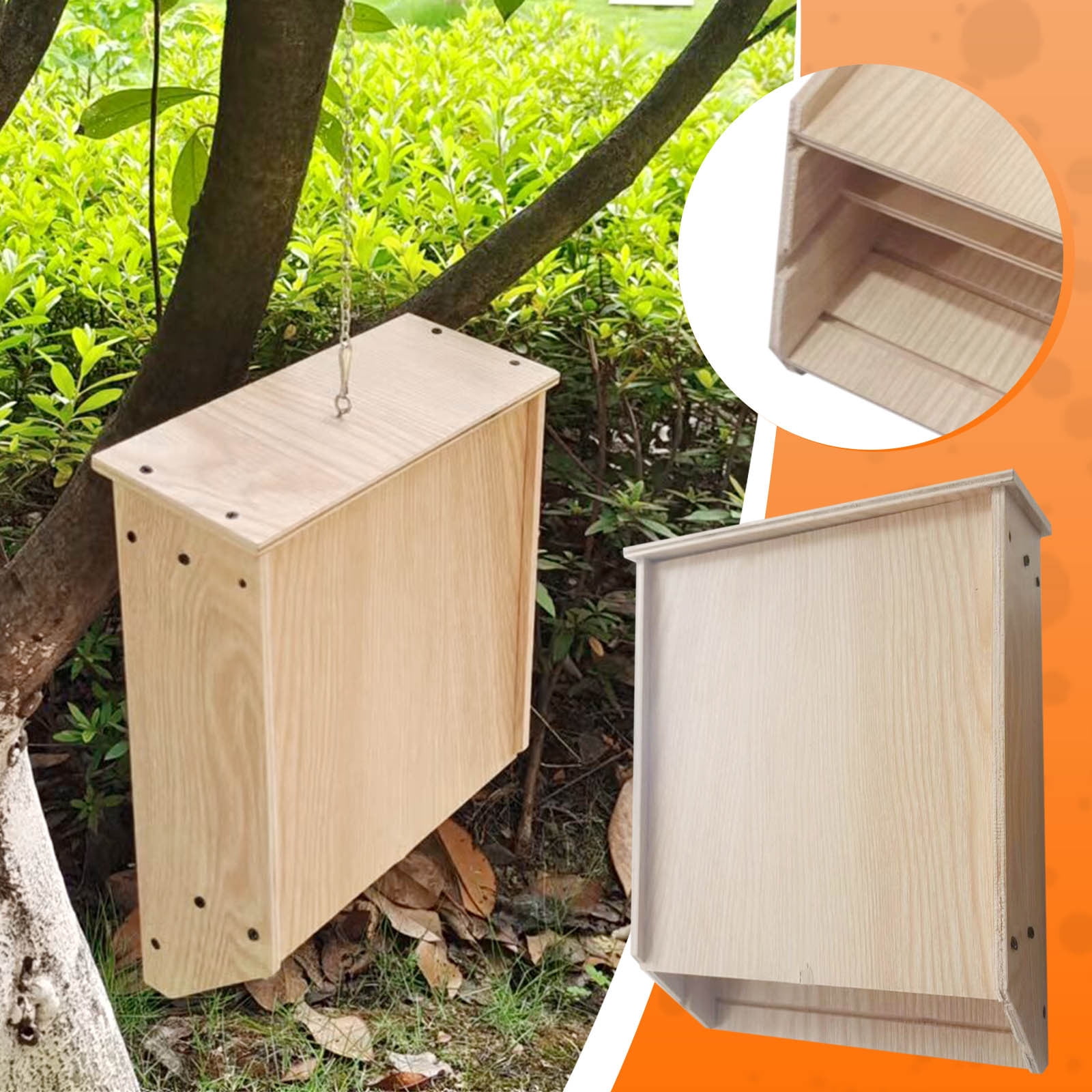 Outdoor Bat House Large Outdoor Wood Bat Shelter Box - Double Chamber ...