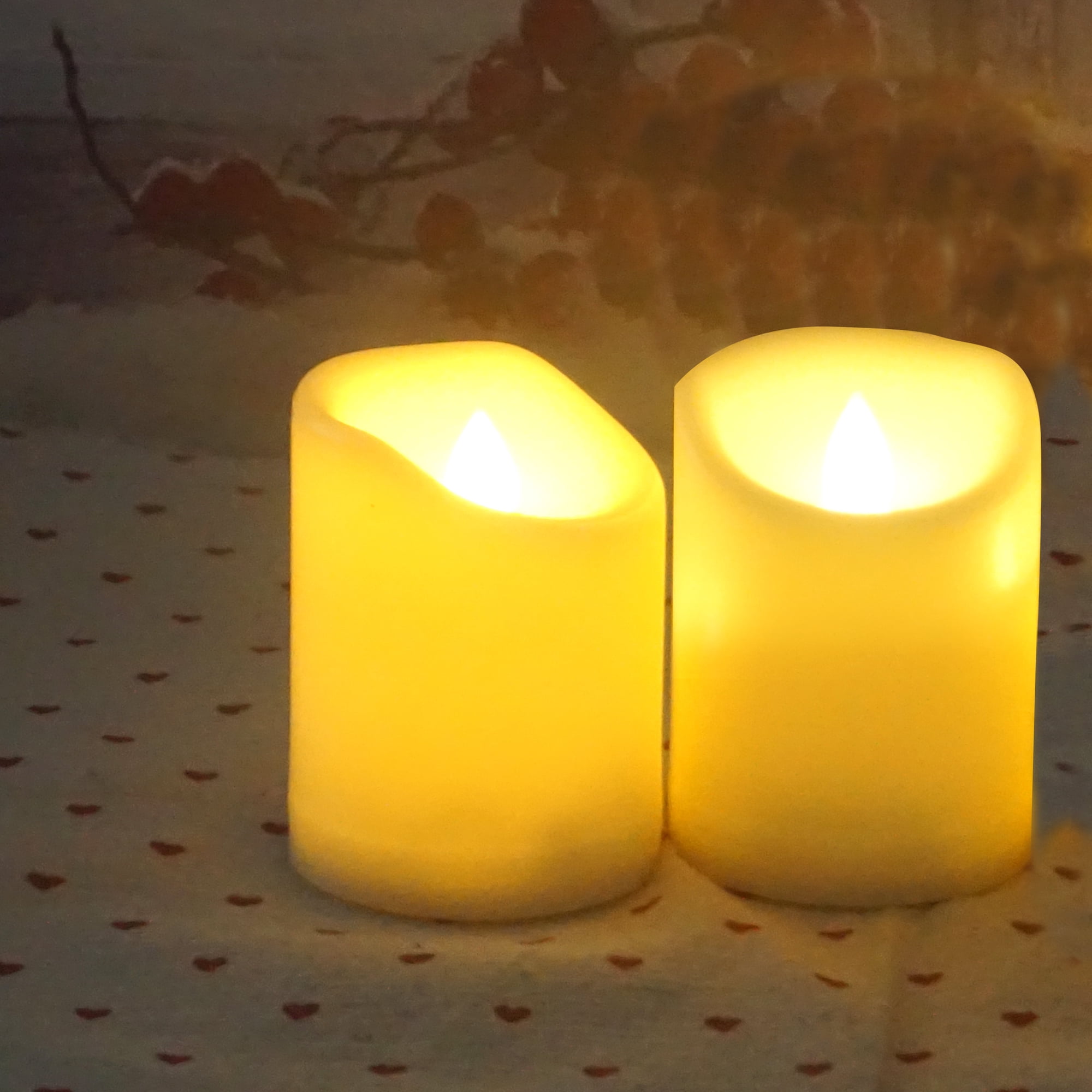 Outdoor Battery Operated Flameless Pillar Candles with Timer Indoor ...