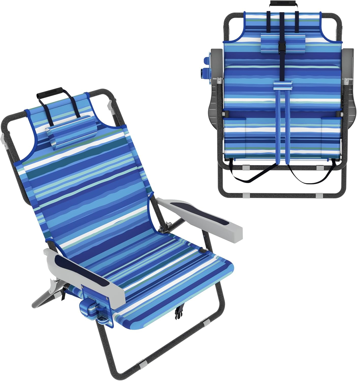 Outdoor Beach Foldable Chaise Lounge Chair with Detachable Pillow ...
