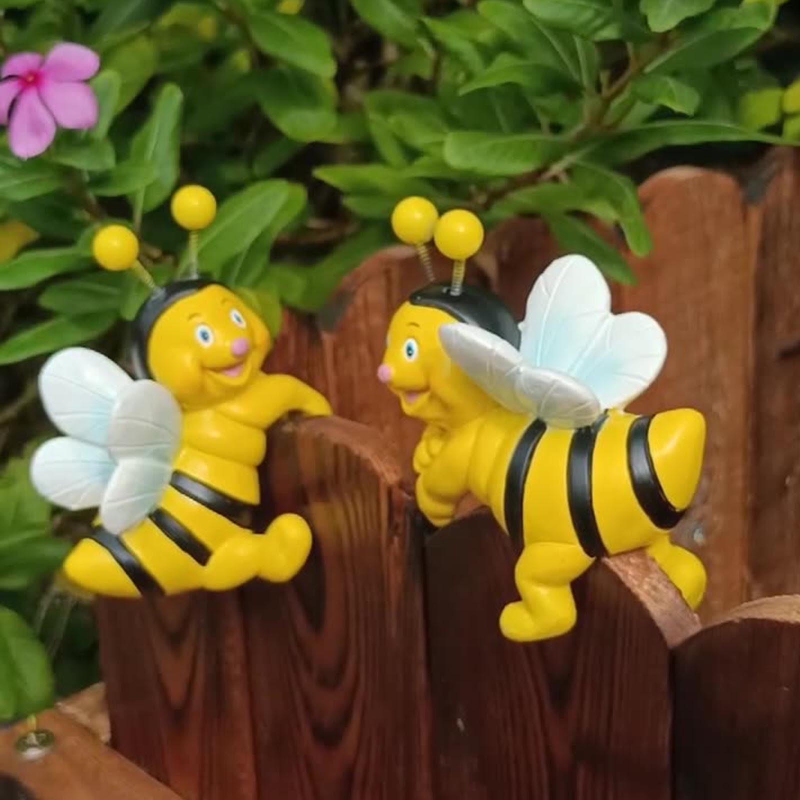 Outdoor Bee Garden Decor, Cute Hand-Painted Resin Bee Statue for Lawn ...