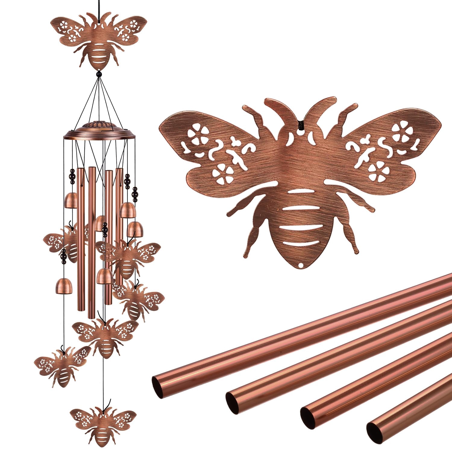 Outdoor Bee Wind Chimes MMF7 Decor, Bee Memorial Wind Bee Bells, Bee ...