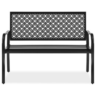 JOIVI Outdoor Patio Bench, 2-Person Garden benches with Armrest and ...