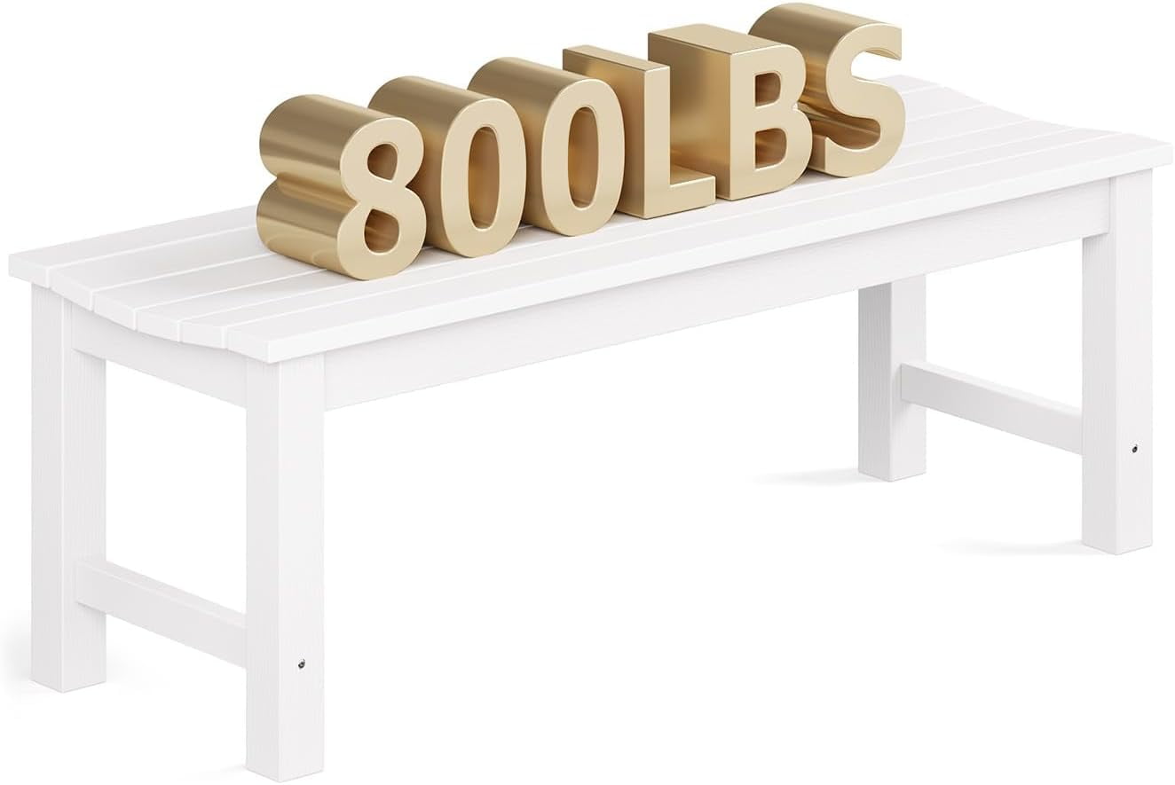 Outdoor Bench, 2-Person Patio Backless Bench Holds up to 800lbs ...