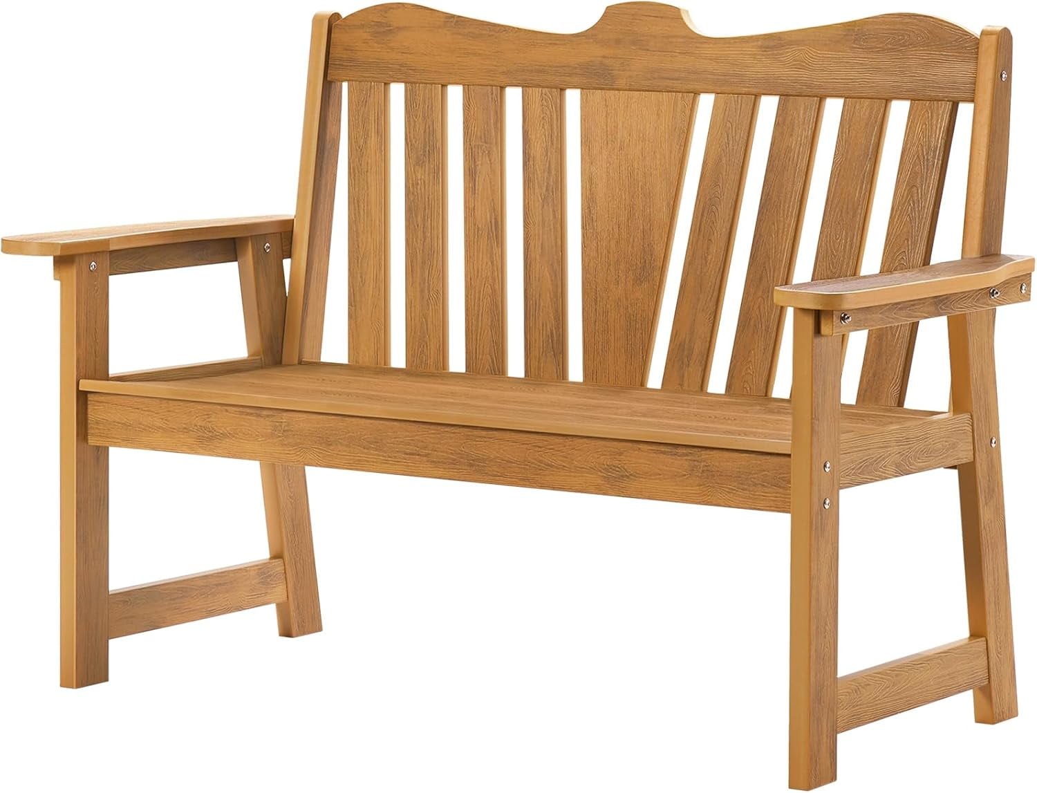 Outdoor Bench, 2-Person Weatherproof Garden Bench with Wide Armrests ...