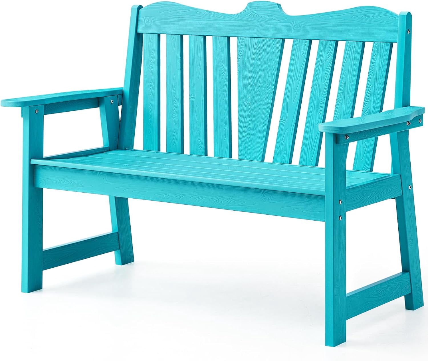 Outdoor Bench, 2-Person Weatherproof Garden Bench with Wide Armrests ...