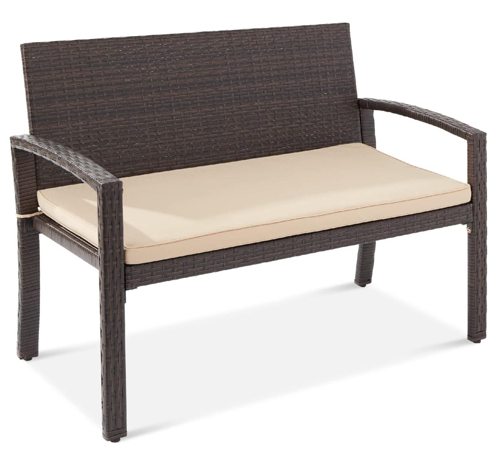 Outdoor Bench 2-Person Wicker Garden Patio Benches Seating Furniture ...