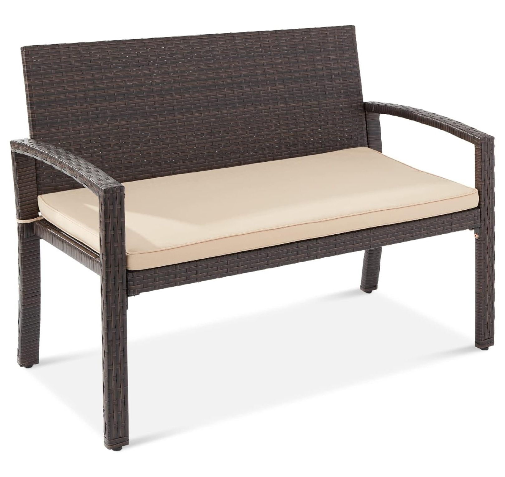 Outdoor Bench 2-Person Wicker Garden Patio Benches Seating Furniture ...