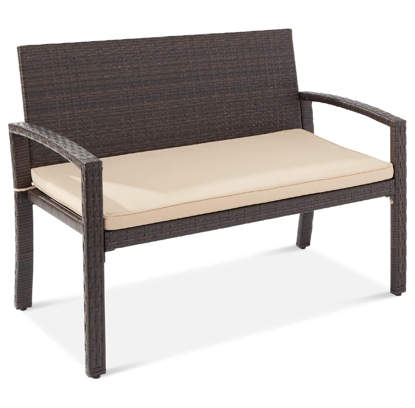 Outdoor Bench 2-Person Wicker Garden Patio Benches Seating Furniture ...