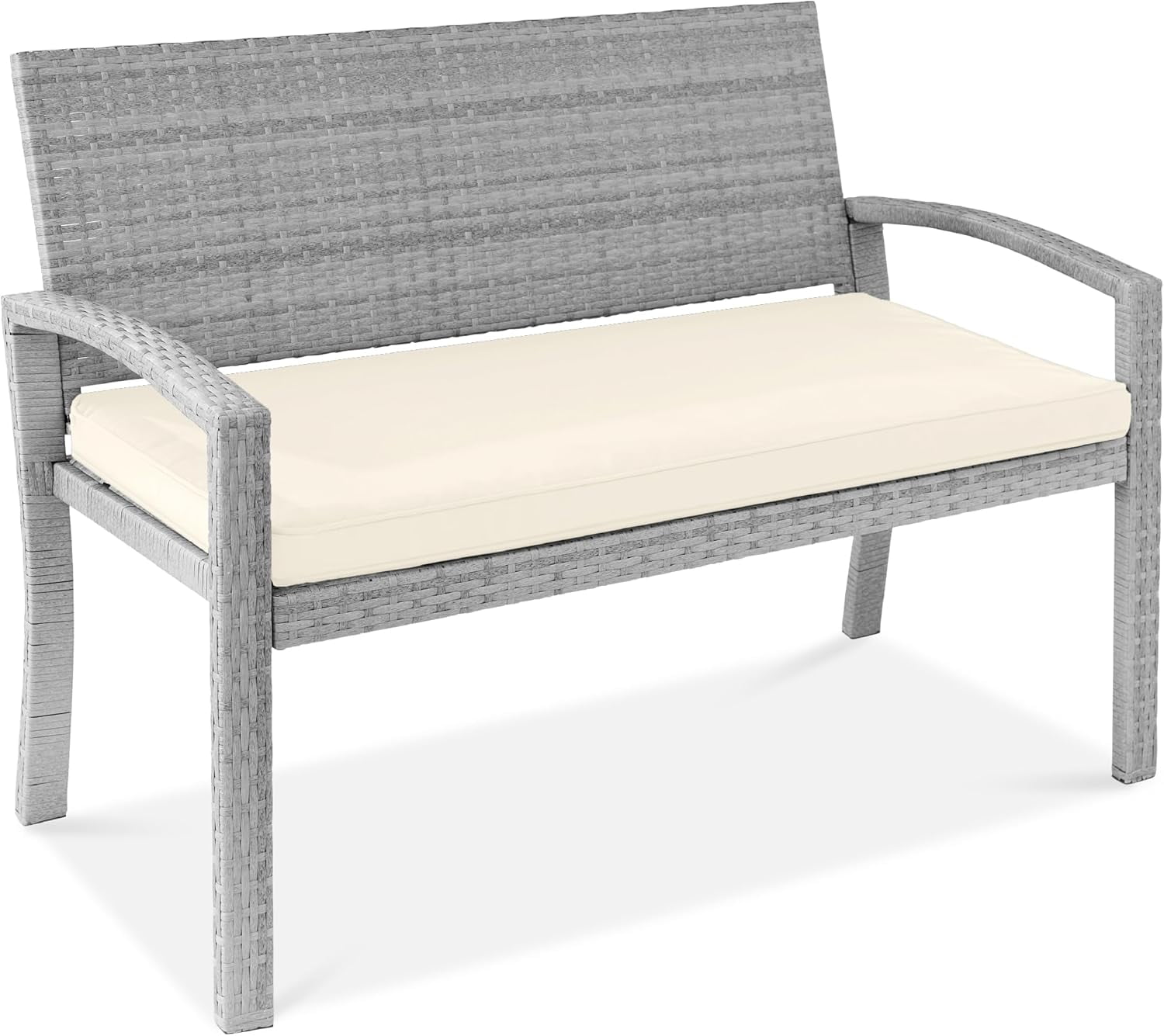 Outdoor Bench 2-Person Wicker Garden Patio Benches Seating Furniture ...