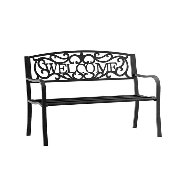 Outdoor Bench 50", 2-Person Patio Loveseat, Cast Iron Garden Bench for ...