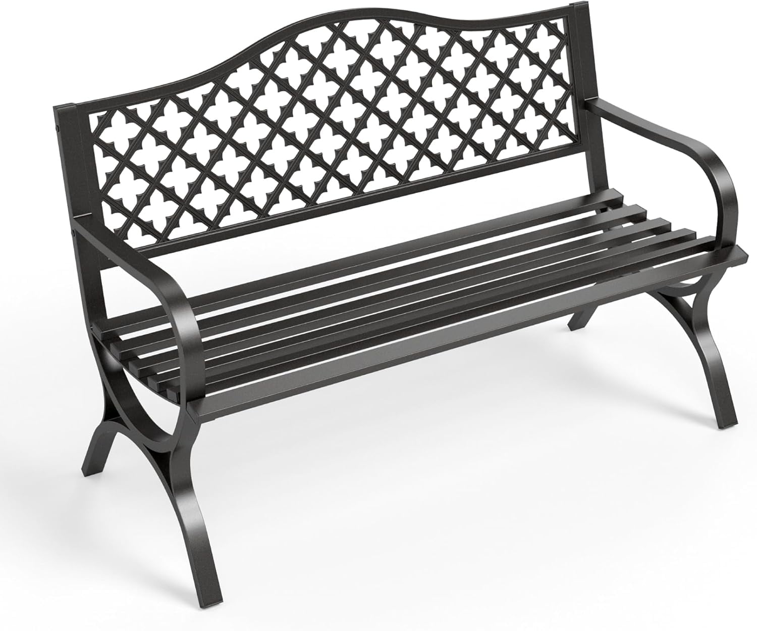 Outdoor Bench, 50 inches Metal Garden Bench, Cast Iron Park Benches for ...