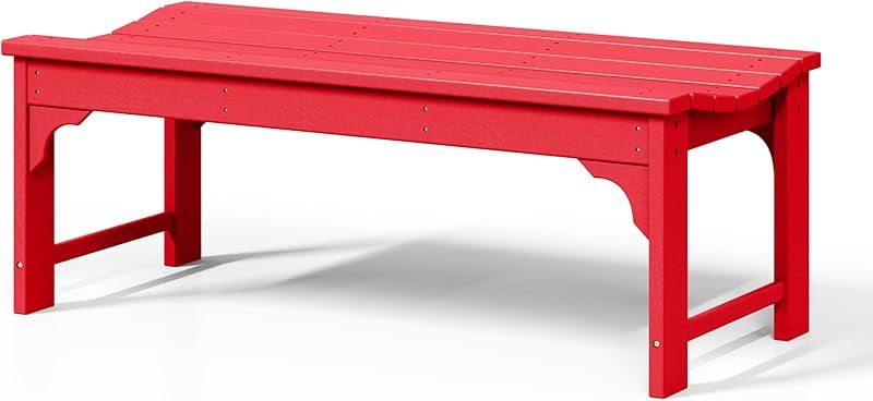 Outdoor Bench, All Weather Resistant Poly Lumber Backless Patio Garden ...